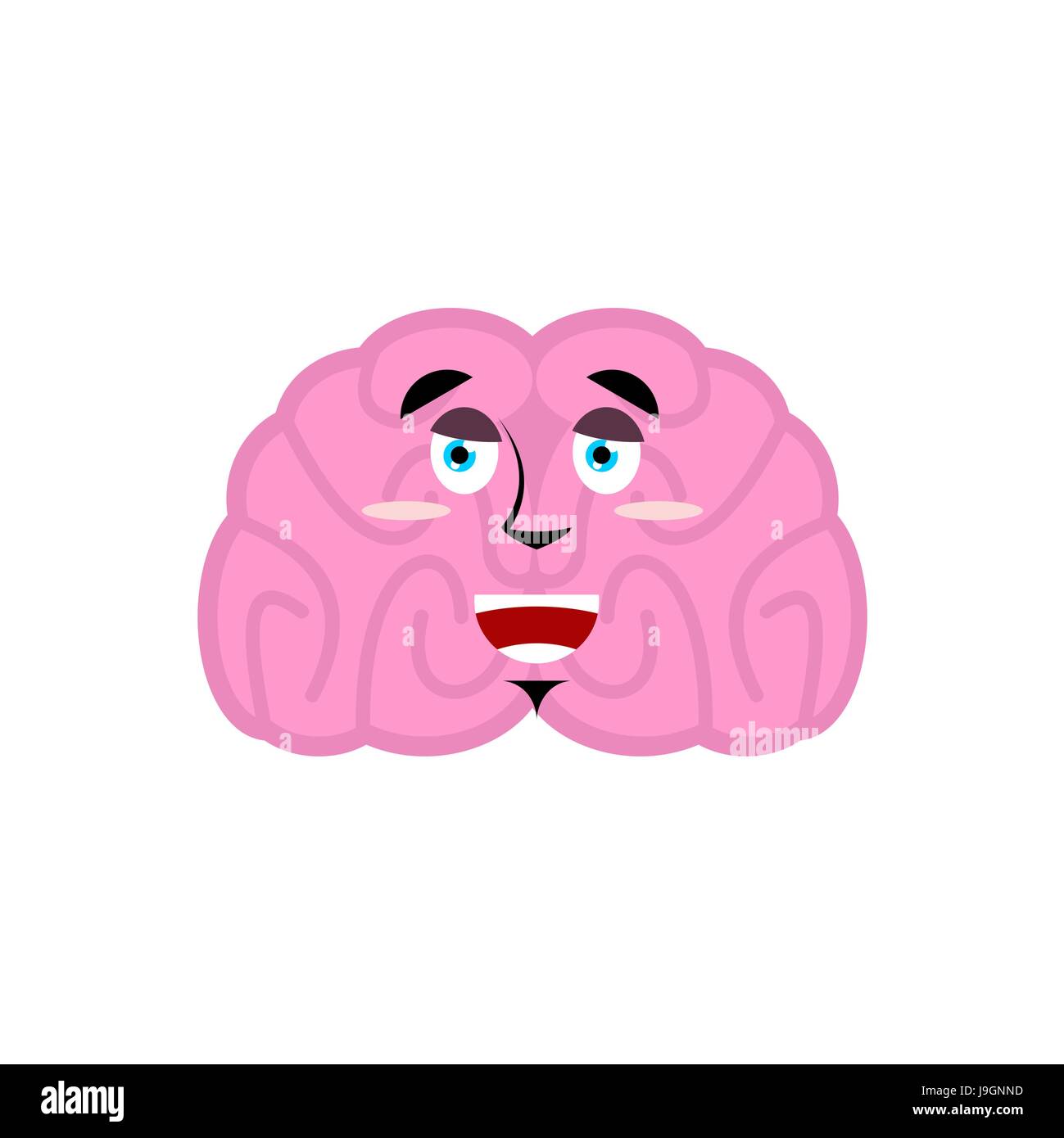 Cerveau heureux d'émotion. Le cerveau humain se marier Emoji. Esprit ...