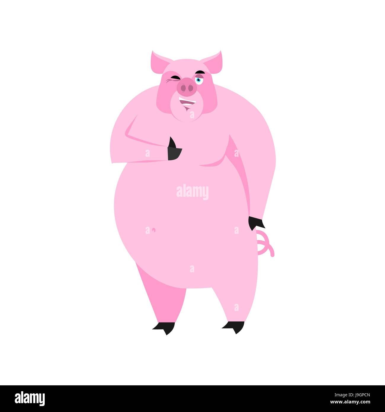 Clignant de porc. Emoji piggy joyeux émotion sur fond blanc. Animaux de ...