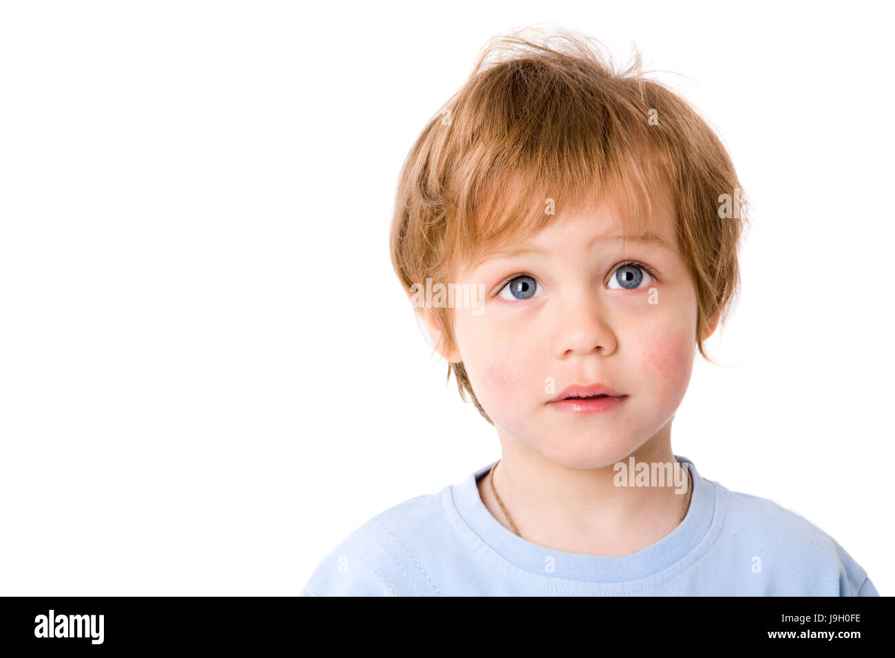 Portrait de beau garçon roux aux yeux bleus isolated on white Photo ...