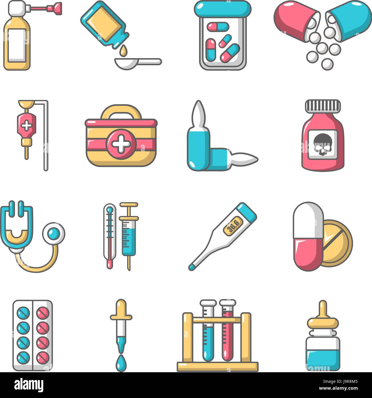 Cartoon Medicine Bottle Capsule Icon Banque d'image et photos - Alamy