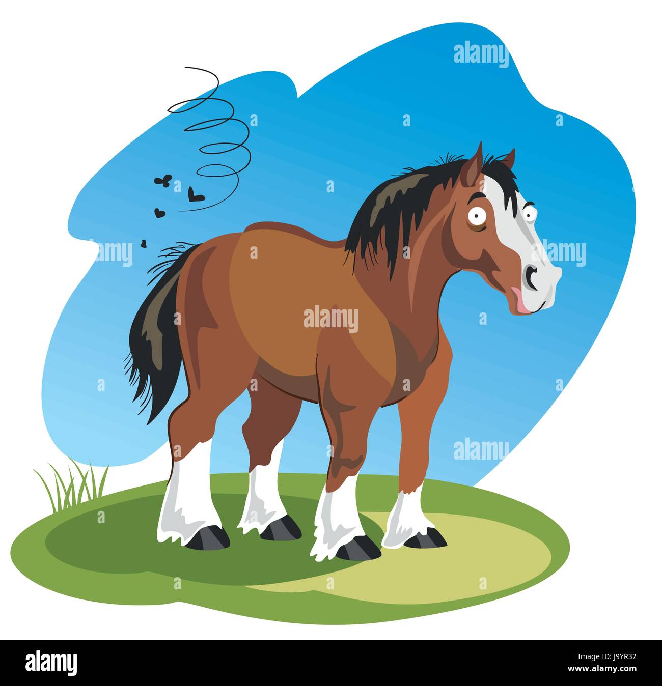 Cheval bai sur fond blanc Banque d'images vectorielles - Alamy