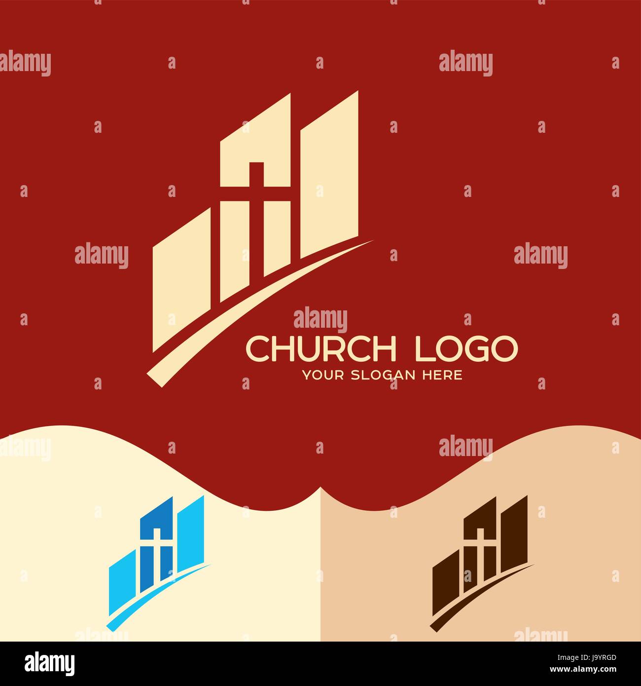 Logo de l'église. Cristian symboles. L'Église de Jésus-Christ au milieu ...