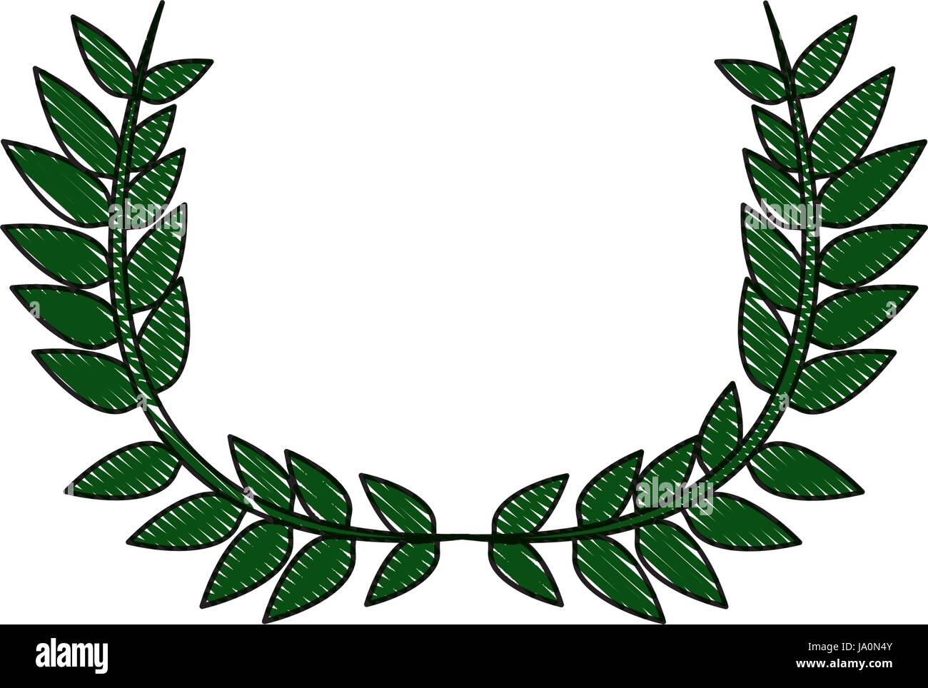 La moitié de la couronne dessin décoration naturelle fleurs feuilles de laurier Image ...