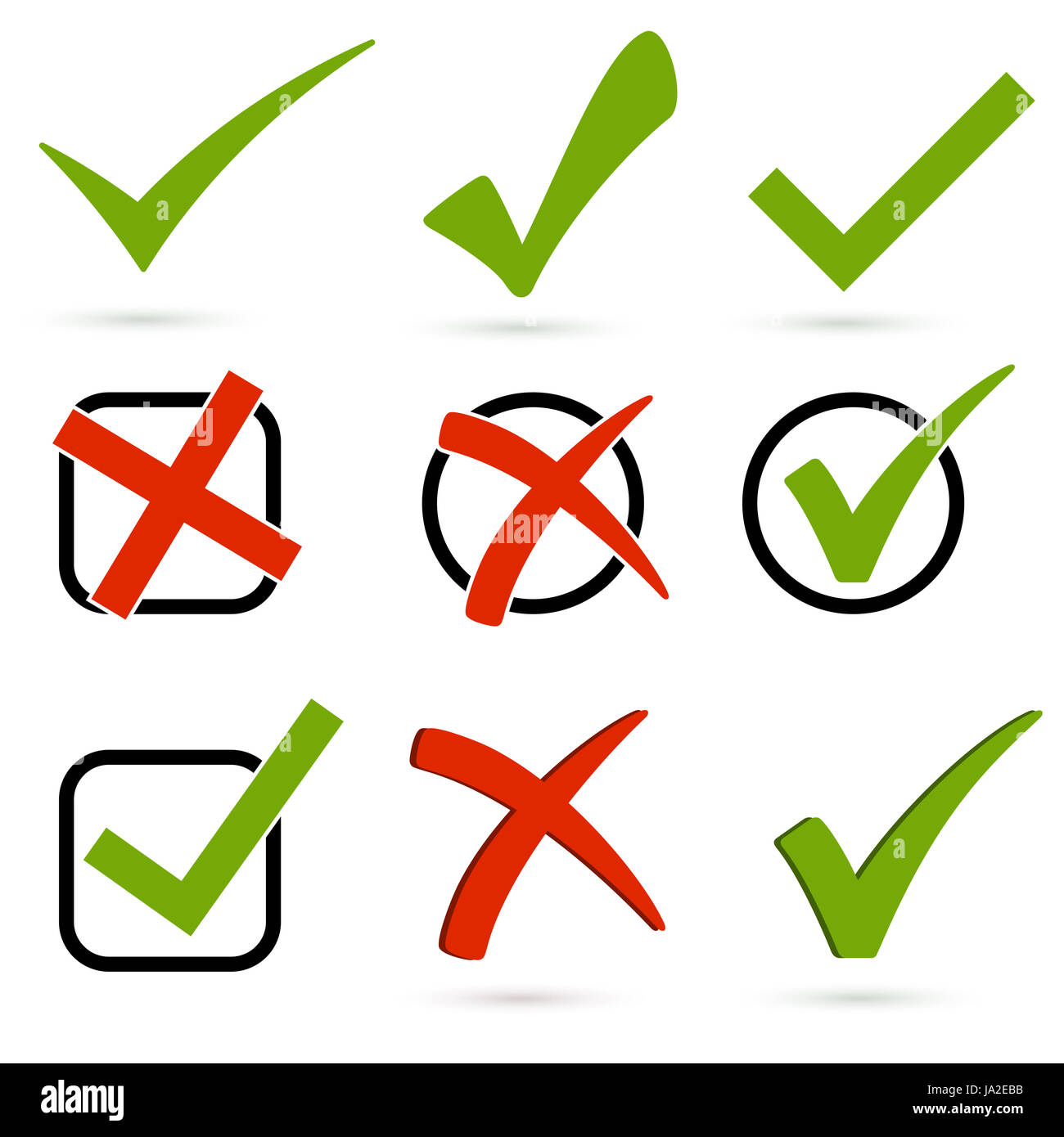 Vérifier, ok, vert, croix, illustration, vote, vote, aucun, crochet ...