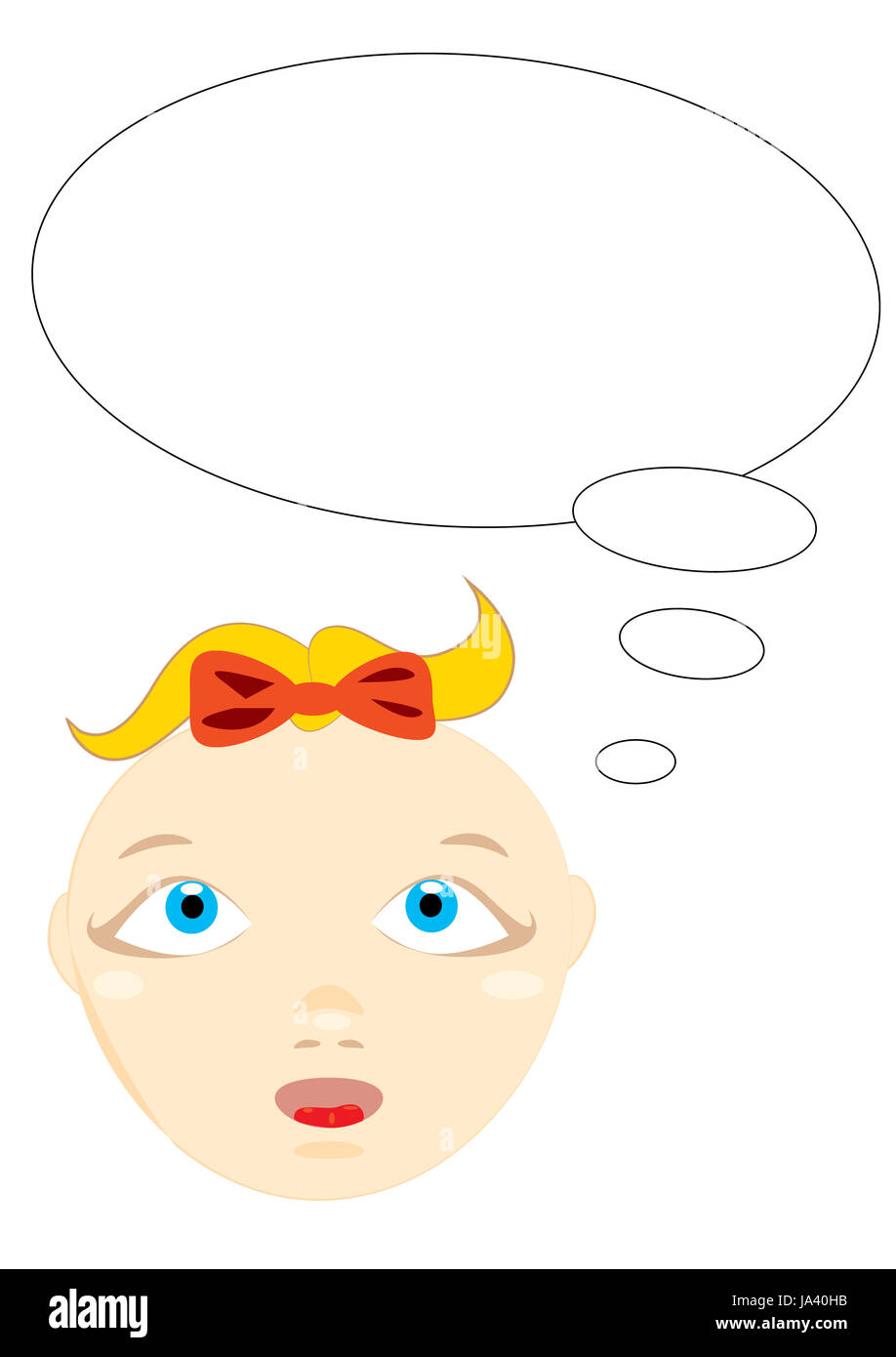 Vector cartoon clip art d'une petite fille avec une pensée légende au ...