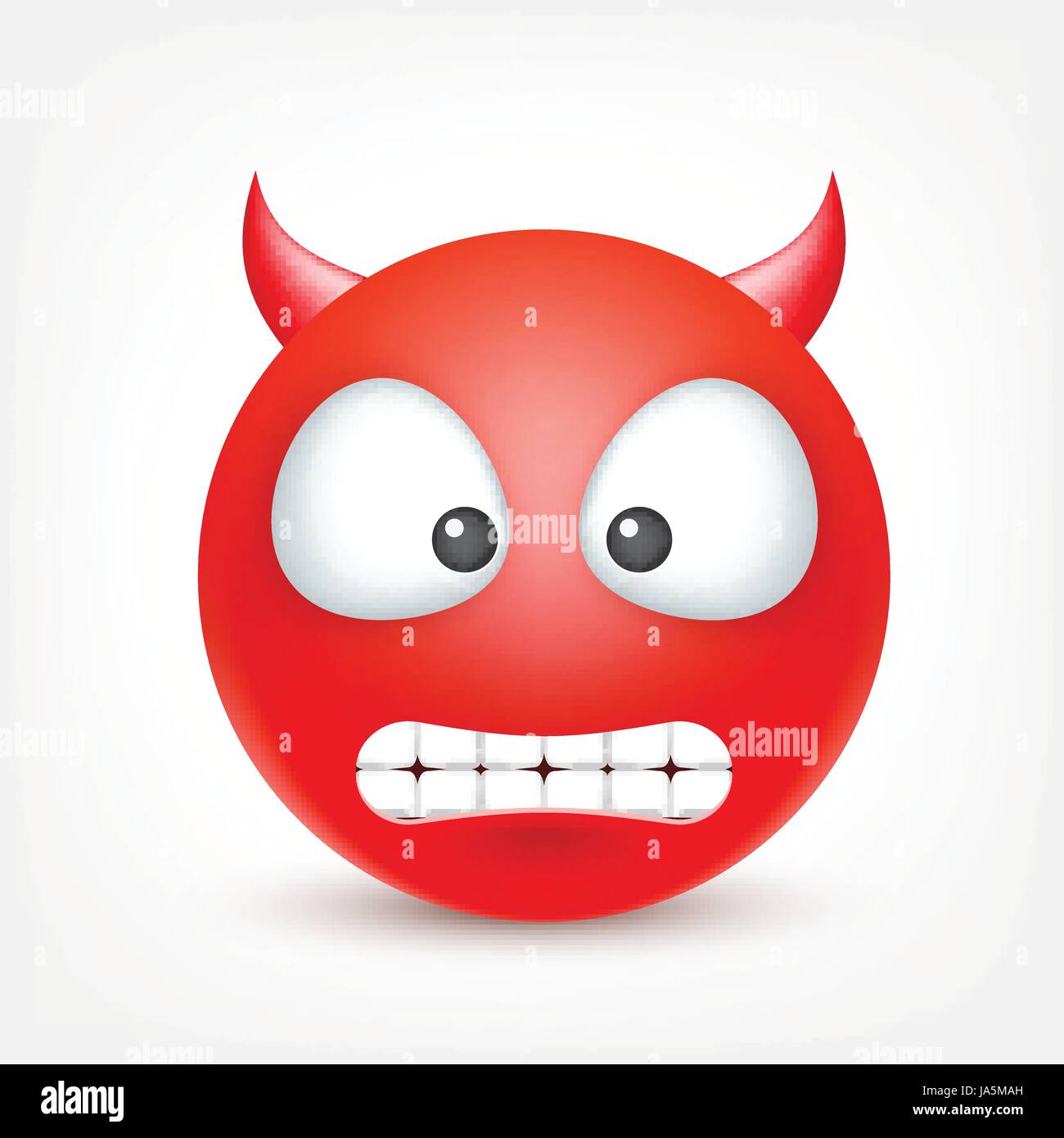 Smiley, emoticon diable rouge. Avant jaune avec des émotions. L ...