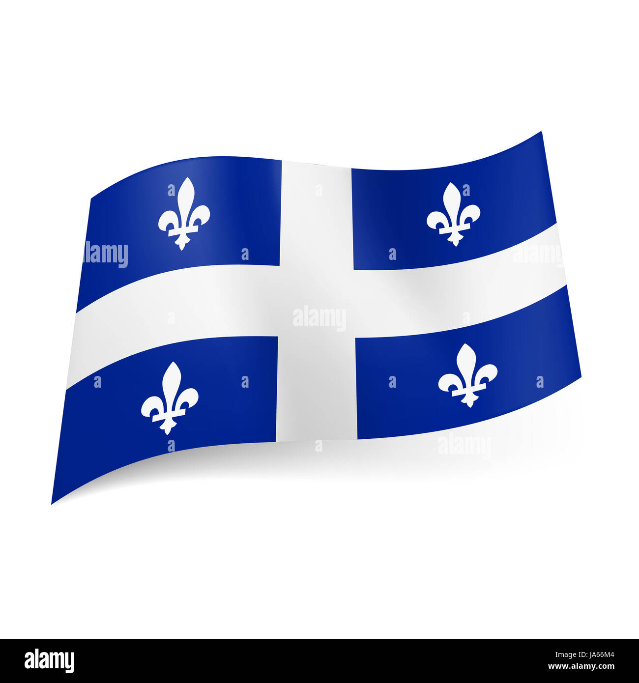 Drapeau du Québec, province du Canada : le centre de croix blanche et ...