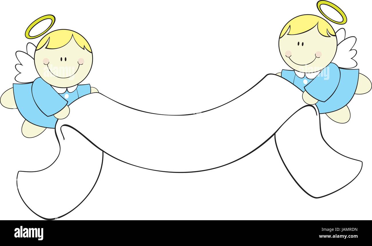 Cute little angels avec bandeau de ruban, idéal pour les cartes de vœux ...