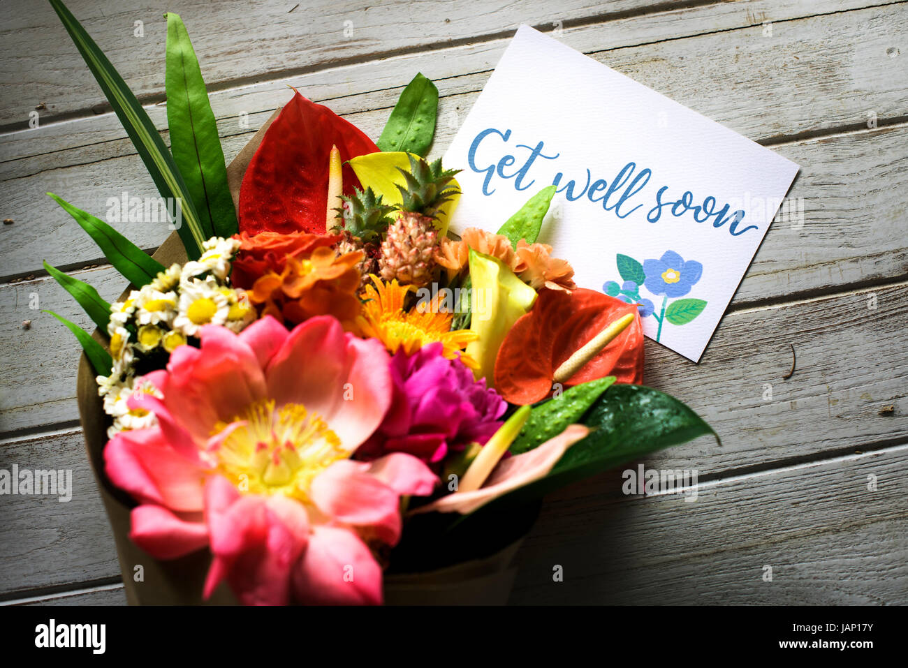Get Well Soon message de bouquet Photo Stock Alamy