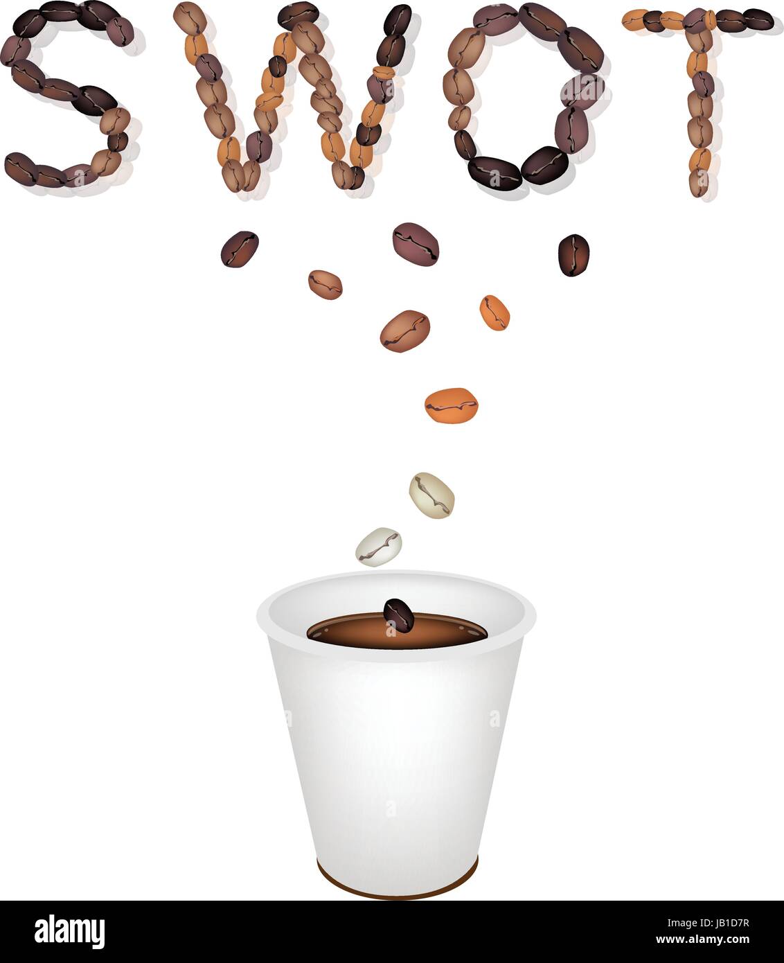 Les grains de café torréfié dans ANALYSE FFPM tomber vers le bas à une ...