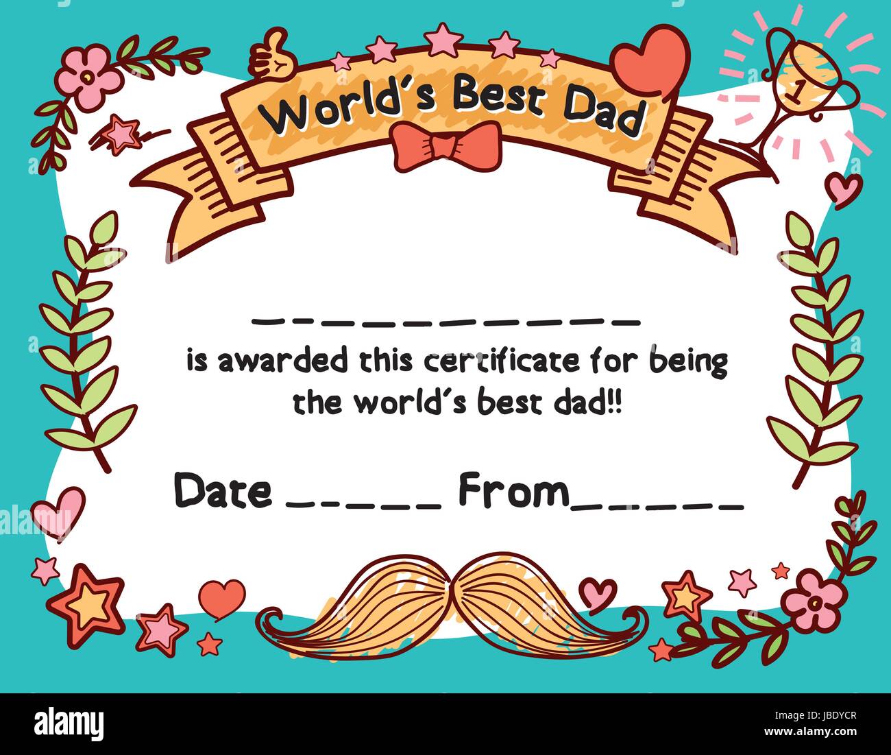 World's Best Award Papa Modèle de certificat pour la Fête des Pères ...