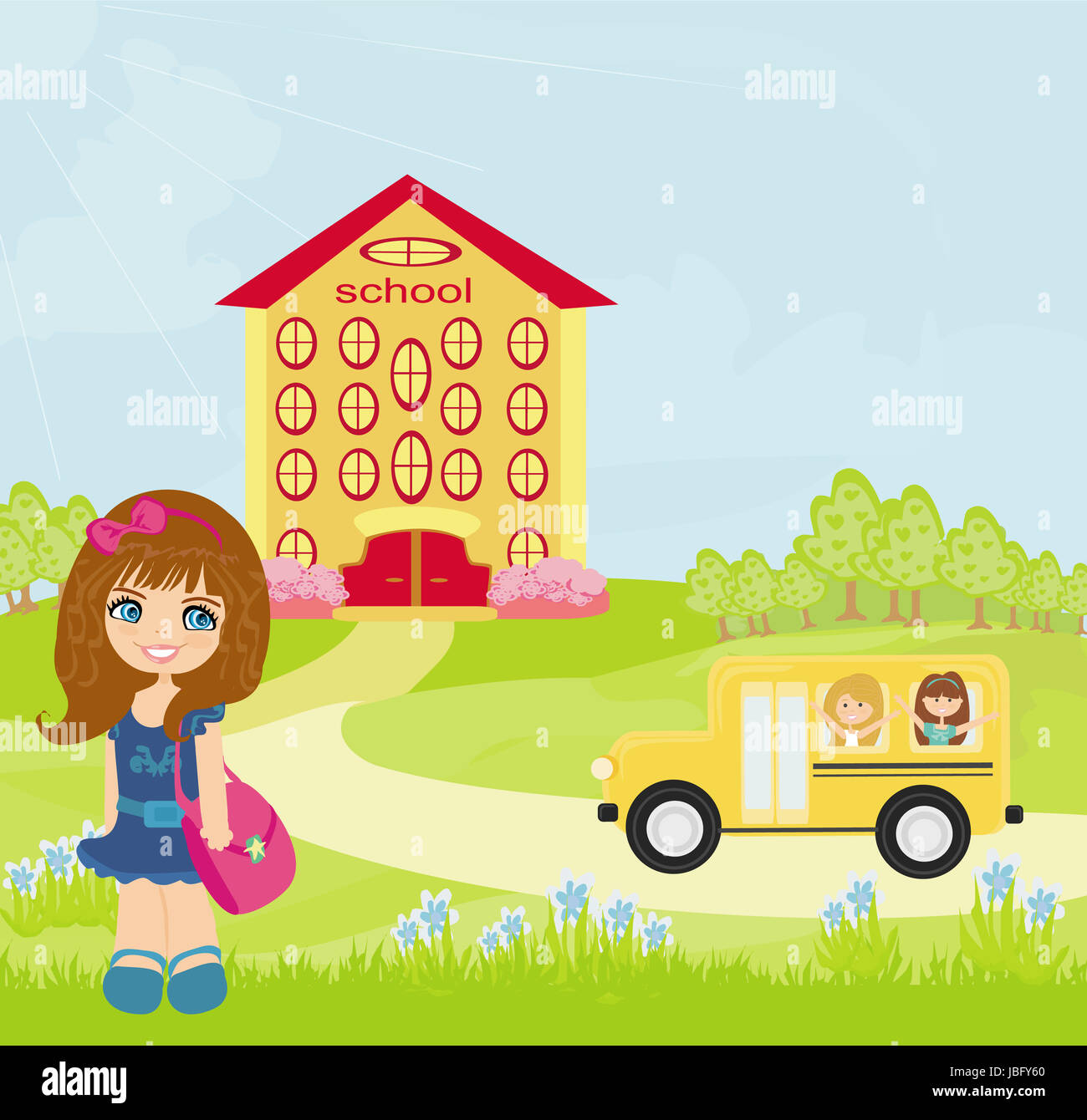 Fille qui va à l'école Photo Stock - Alamy