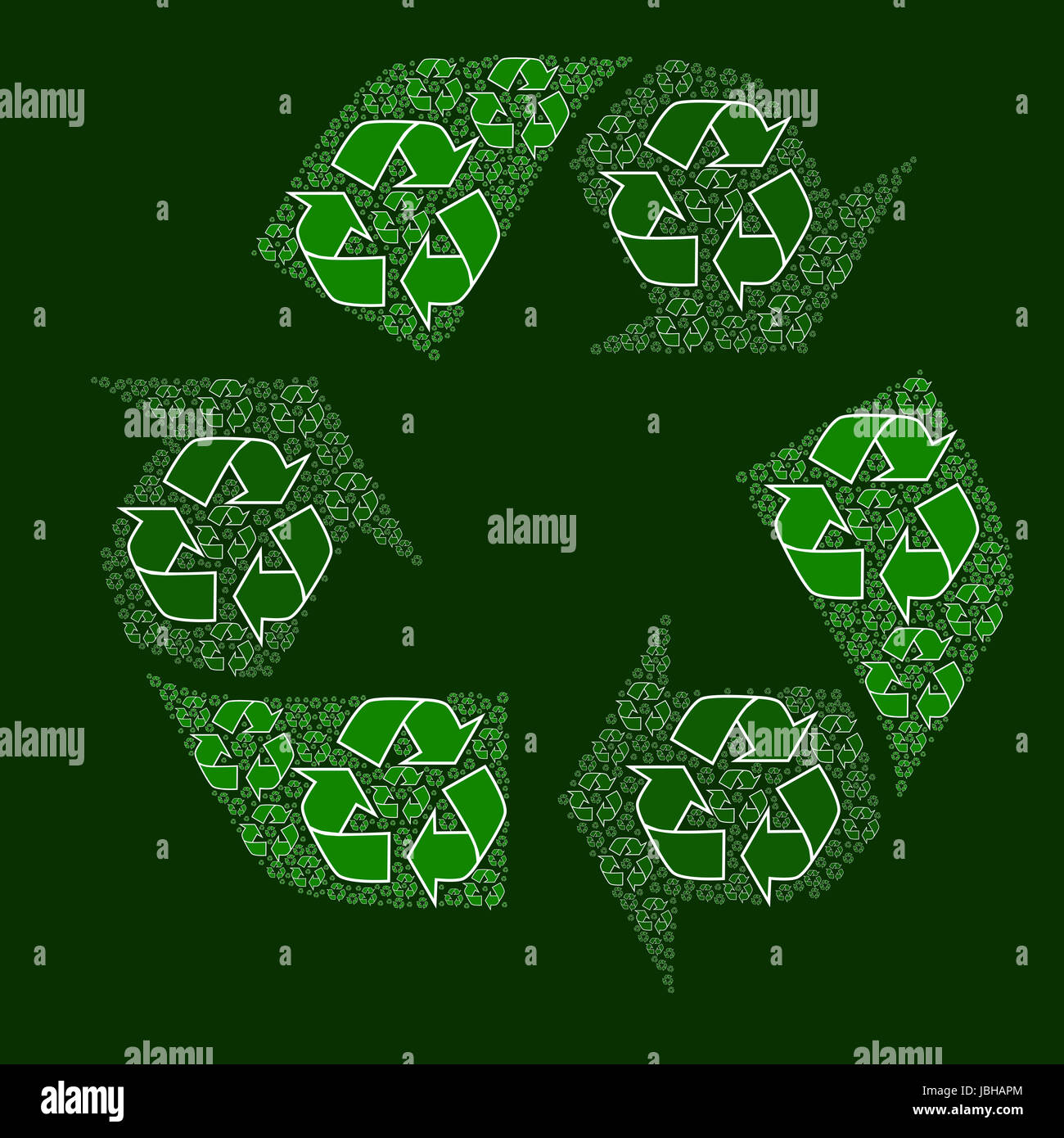 Concept illustration montrant un signe de recyclage composées de petits ...
