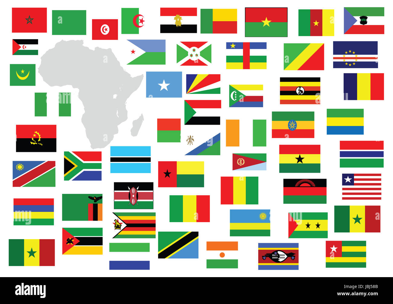 Continent africain avec drapeau du pays. Drapeau du pays de l'Afrique ...