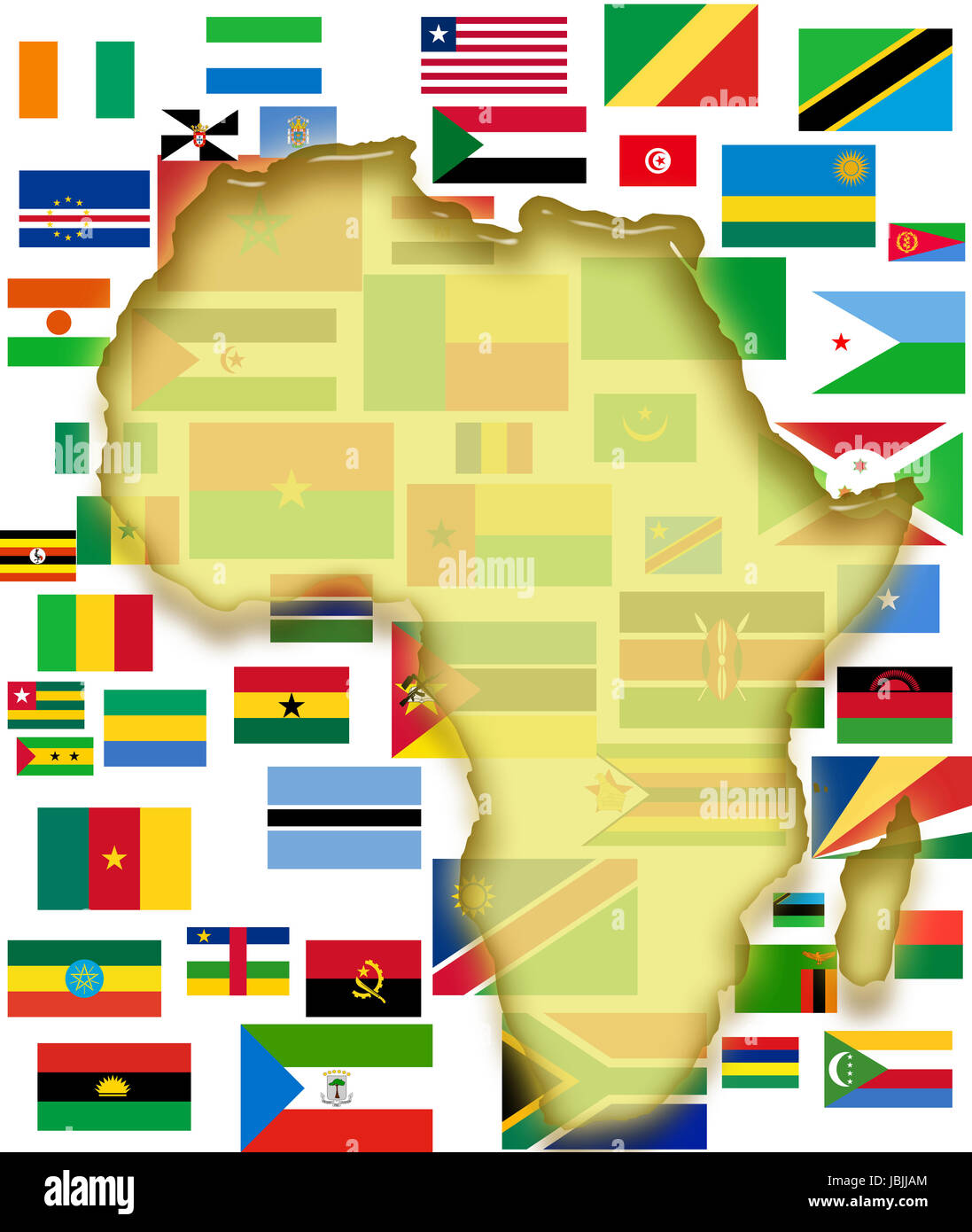 Carte de l'Afrique et les drapeaux des pays Photo Stock - Alamy