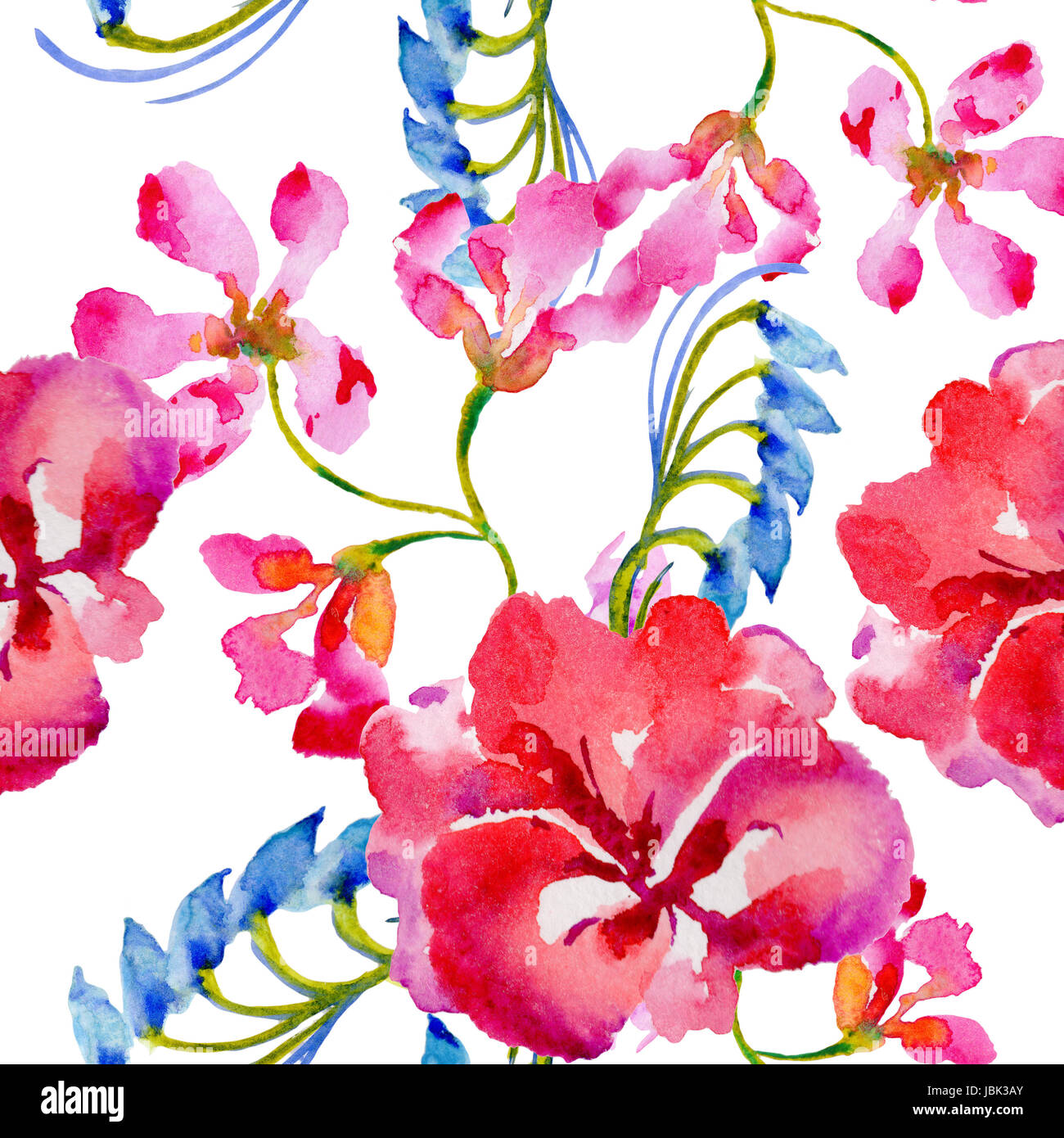 Motif de fleurs fleurs sauvages dans un style aquarelle isolés. Fleur ...