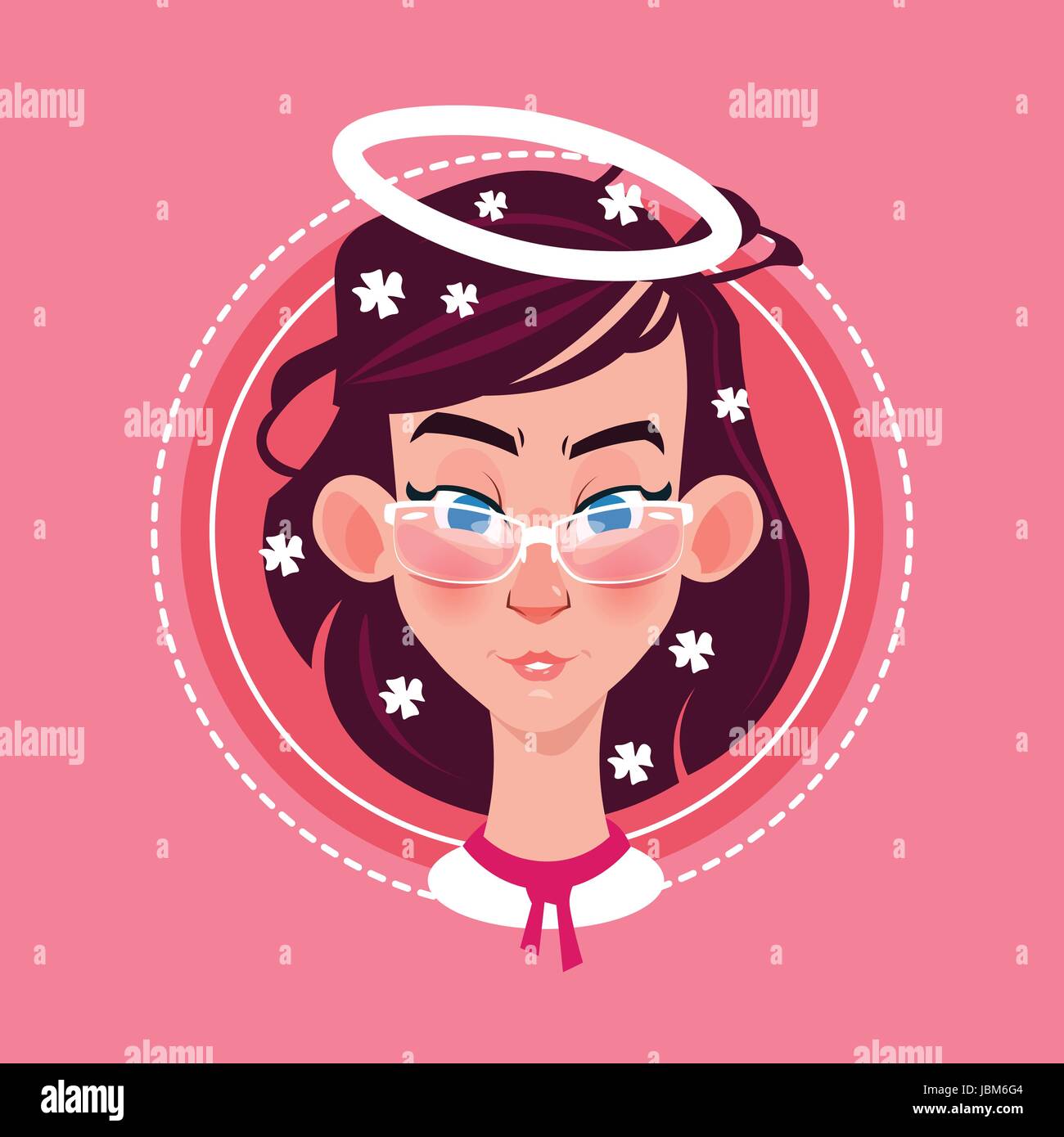 L'icône de profil femme émotion positive Avatar Ange, femme Portrait ...