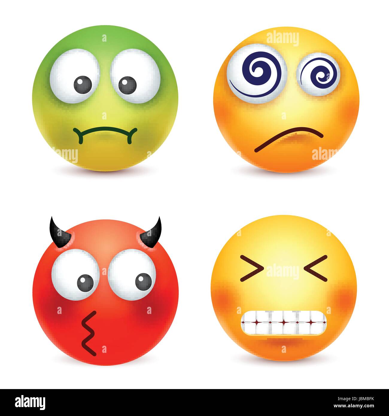 Smiley émoticônes,set. Avant jaune avec des émotions. L'expression du ...