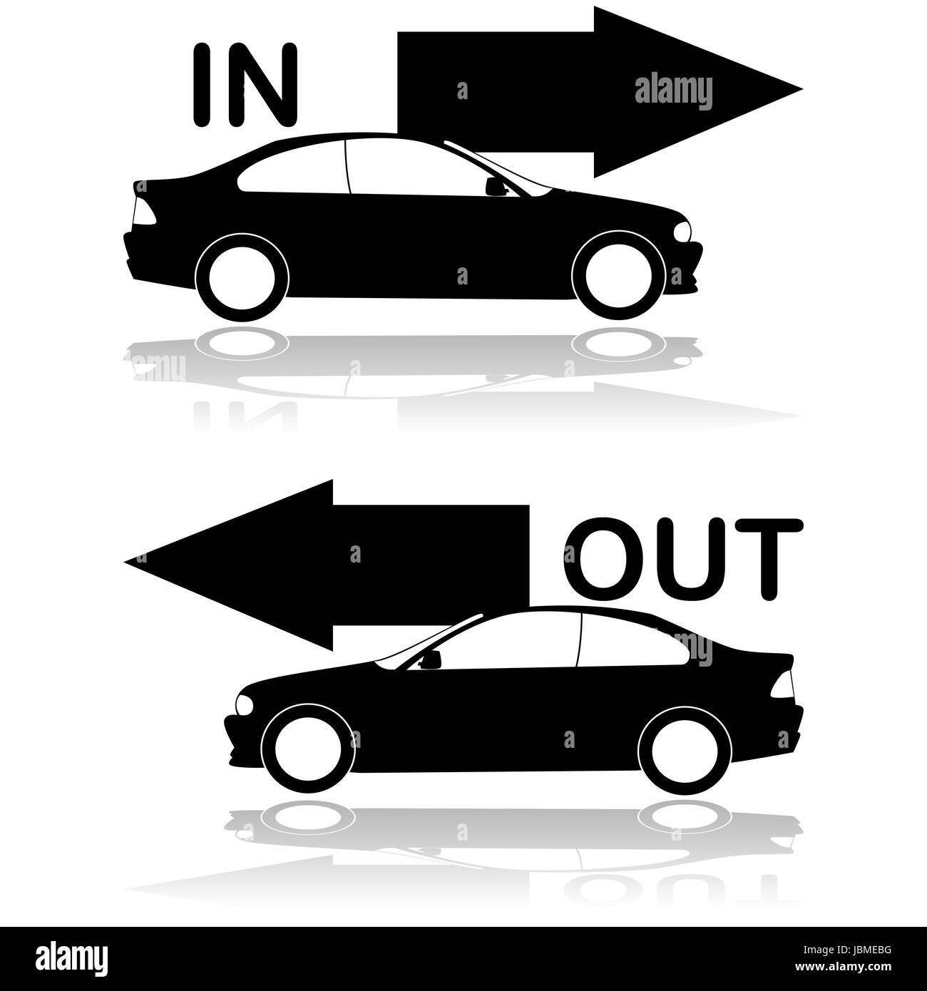 Définir l'icône montrant une voiture entrée et sortie d'une voiture ...