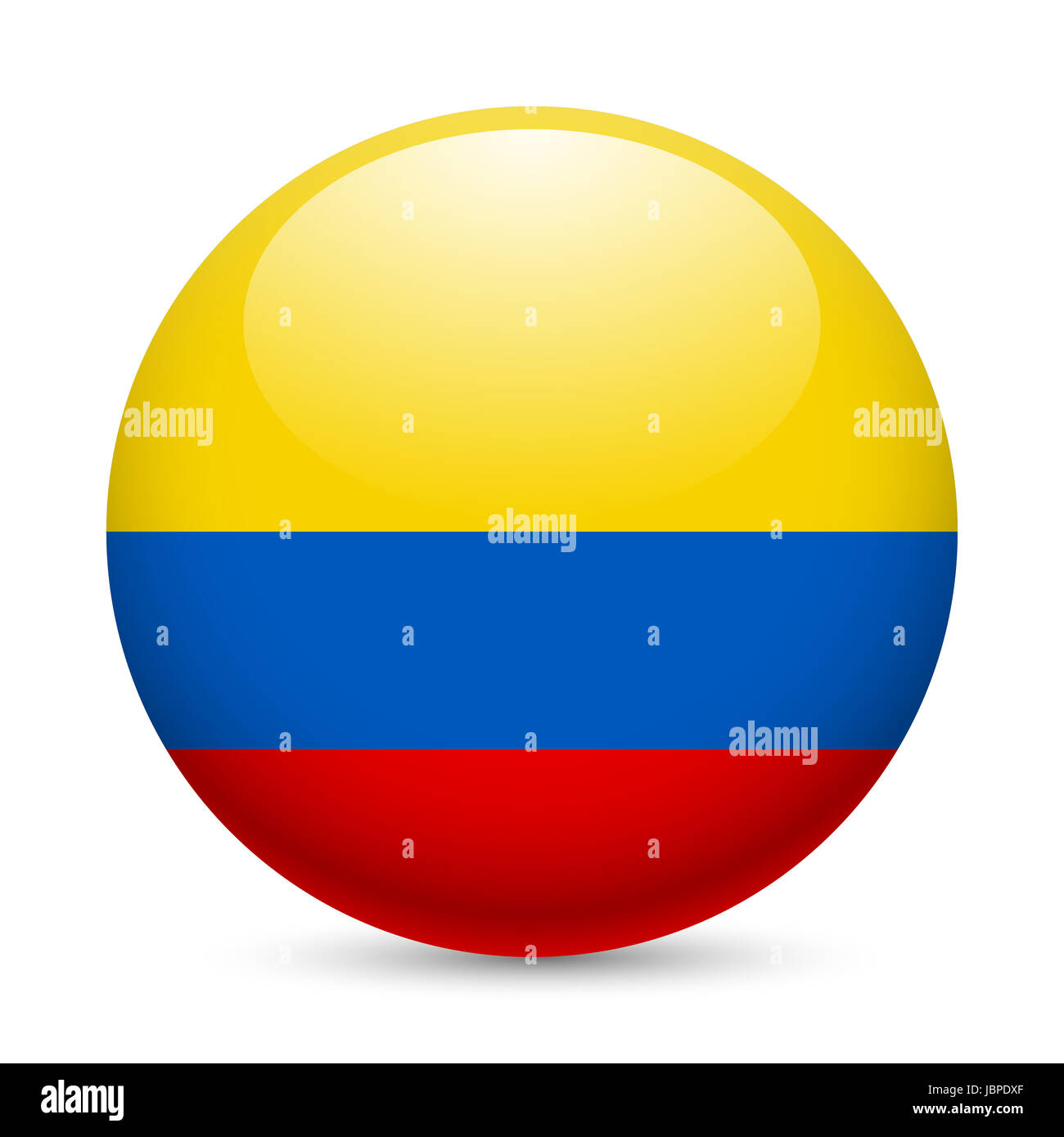 Drapeau de la Colombie comme icône brillant rond. Bouton avec drapeau ...