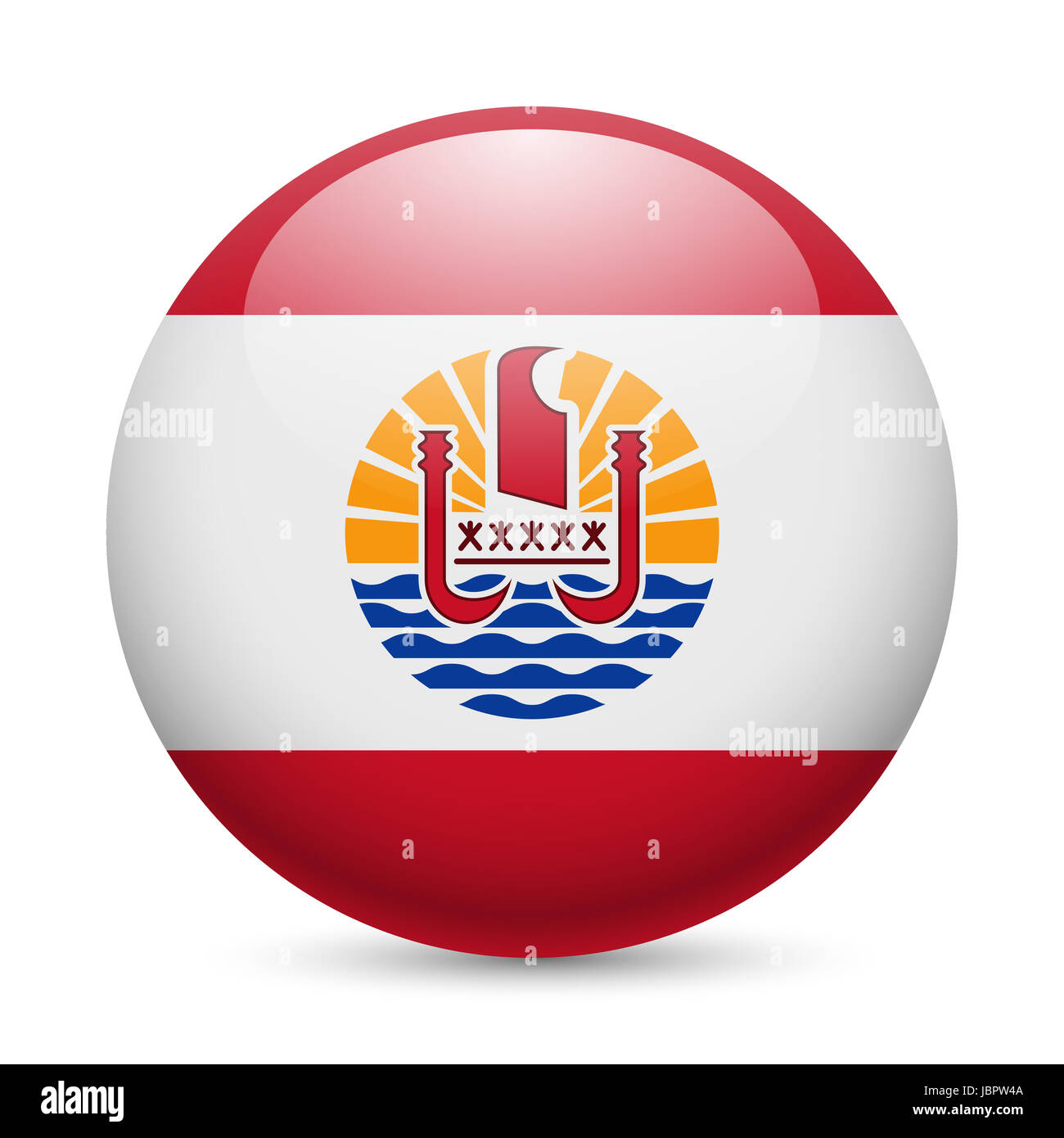 Drapeau de la Polynésie française en tant que brillant rond icône ...