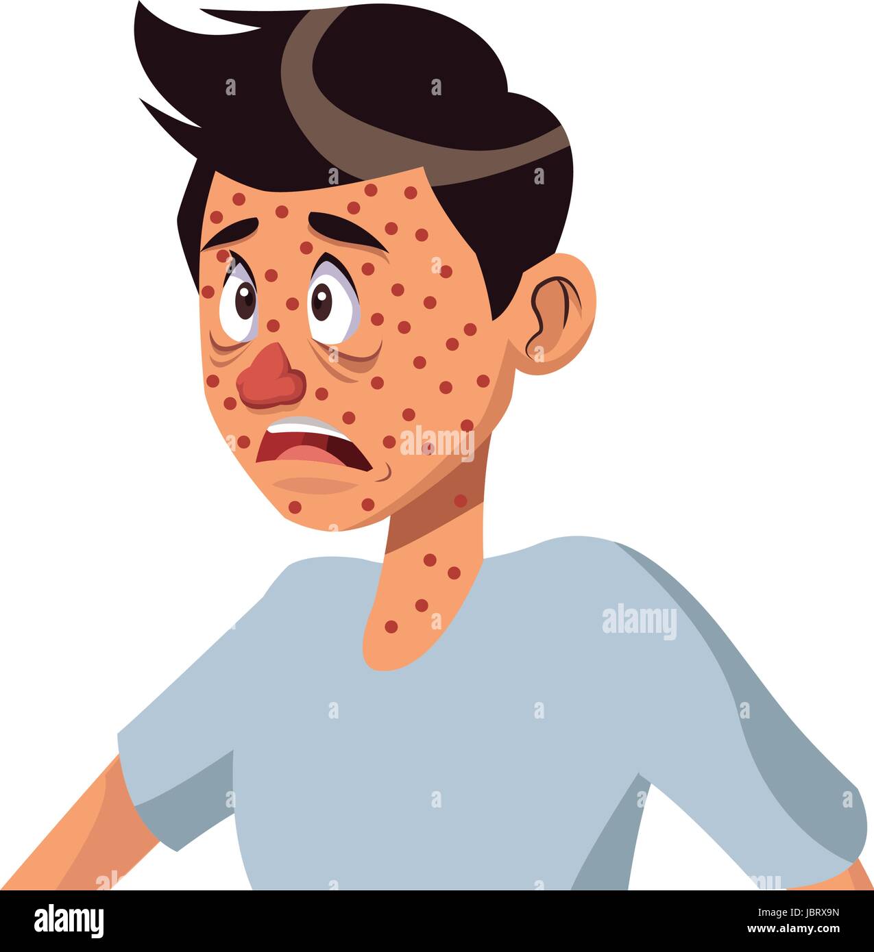 L'homme dessin animé avec l'allergie d'un problème de santé Image ...