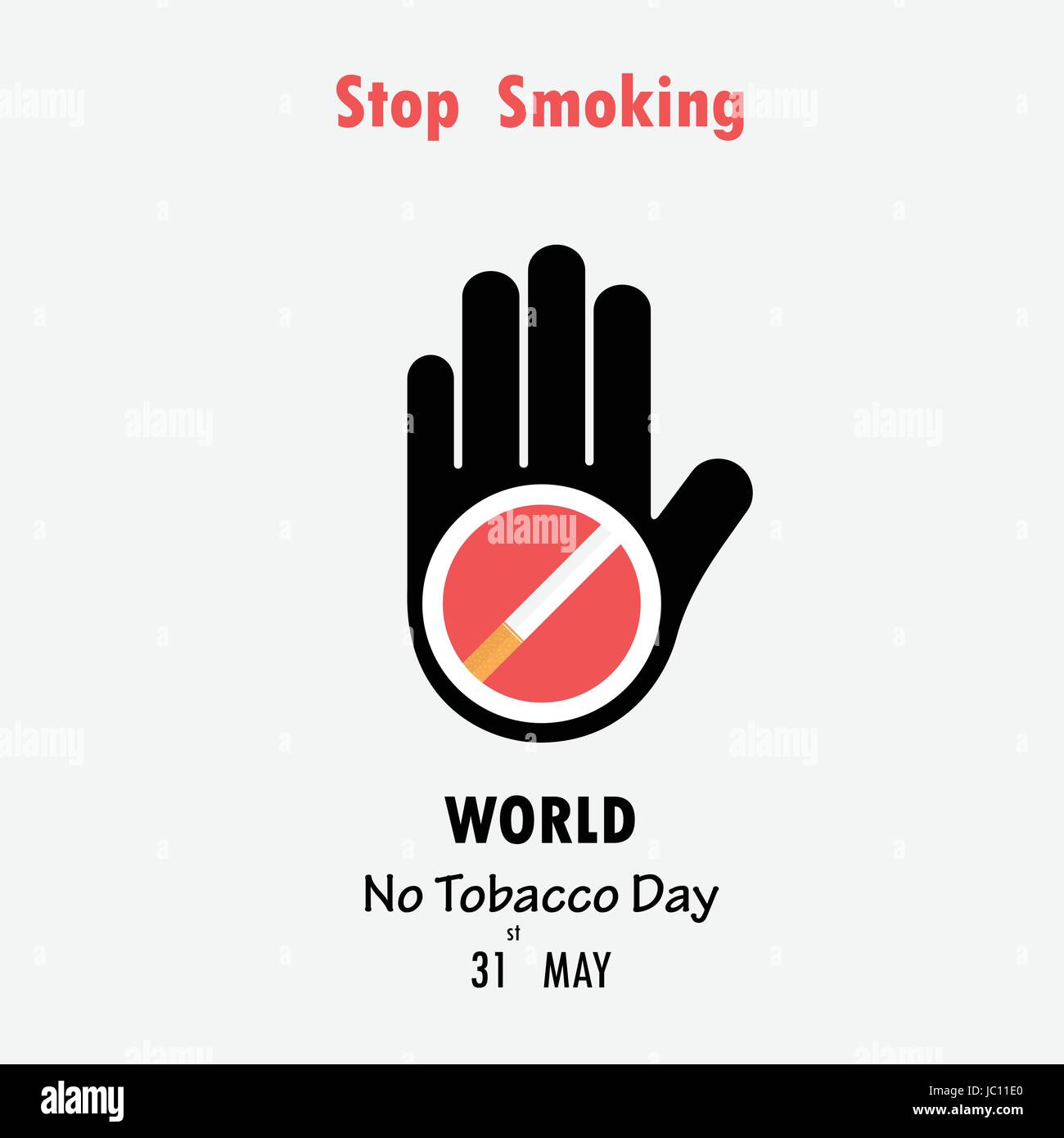 La main de l'homme et cesser de fumer sign.la Journée mondiale sans ...