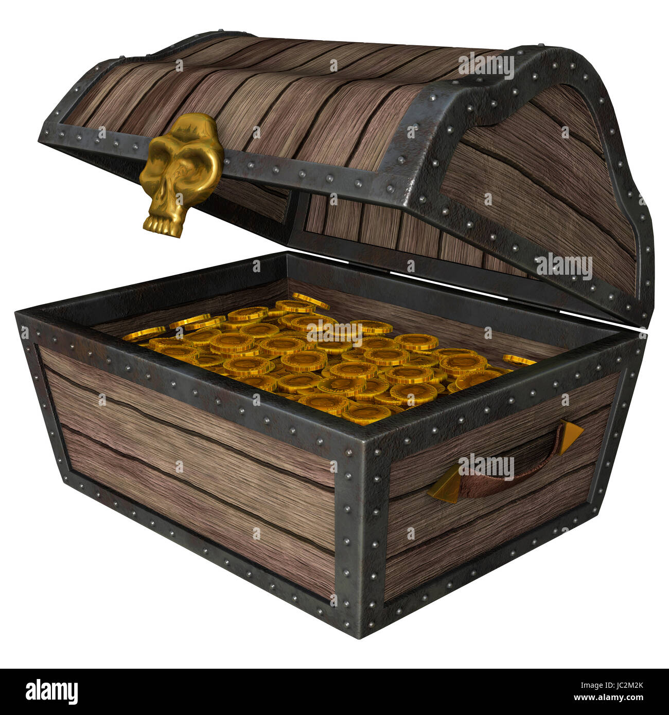 Rendu 3D d'un coffre au trésor ouvert isolé sur fond blanc Photo Stock ...
