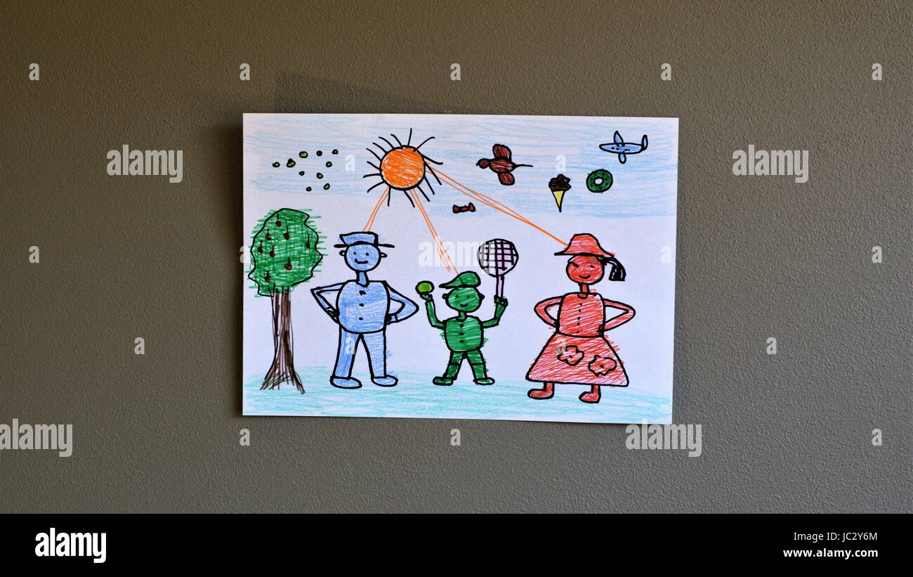 Dessin et coloriage pour enfants sur le mur Photo Stock - Alamy