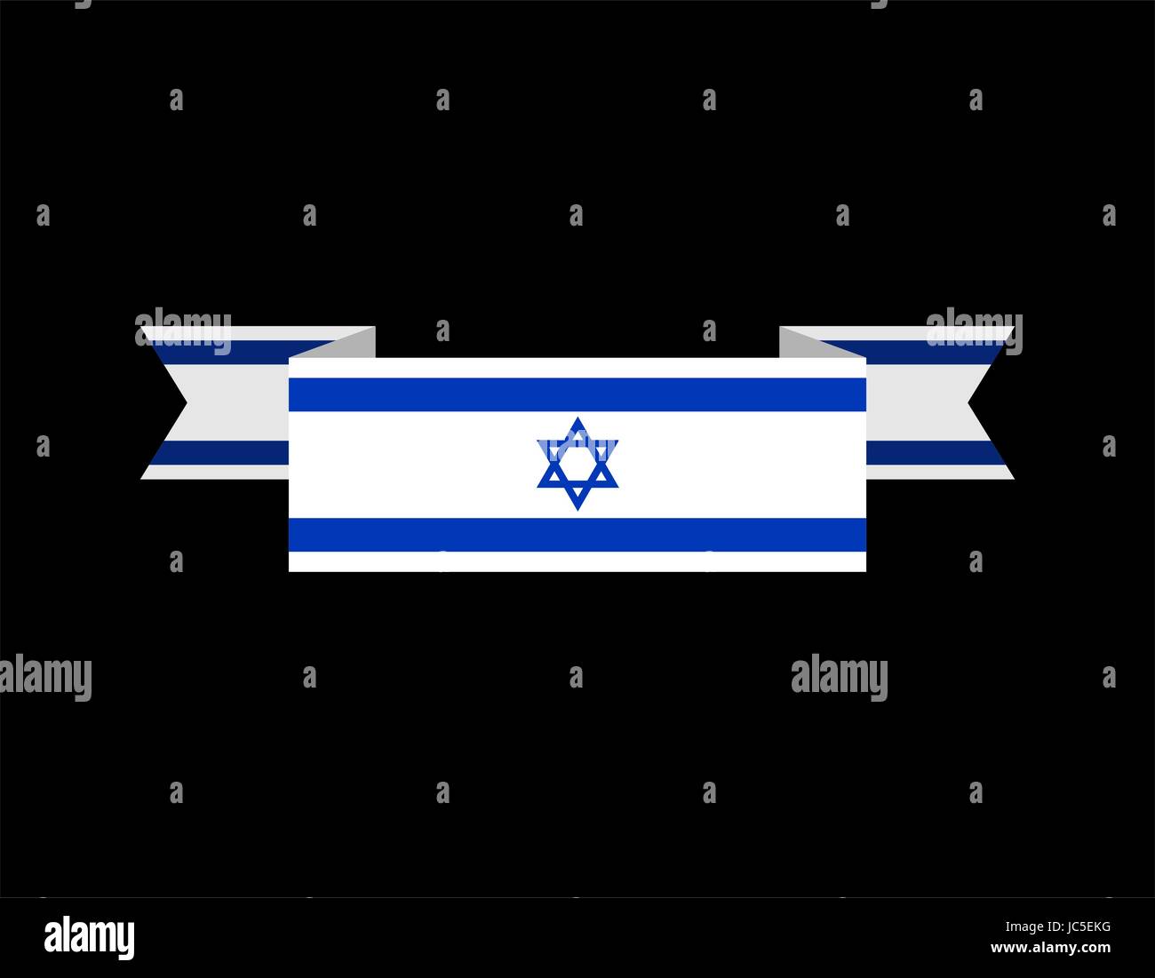 Drapeau Israël isolé. Bannière israélienne ruban. Symbole d'État juif ...