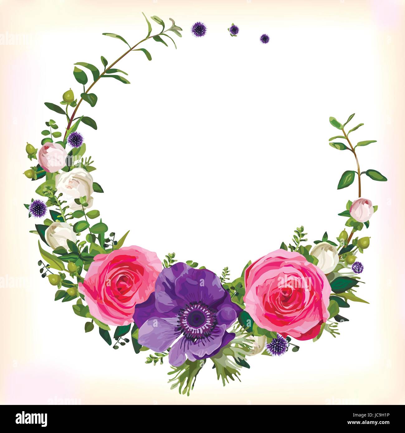 Cercle de fleurs couronne de fleurs couronne ronde violet rose rose ...