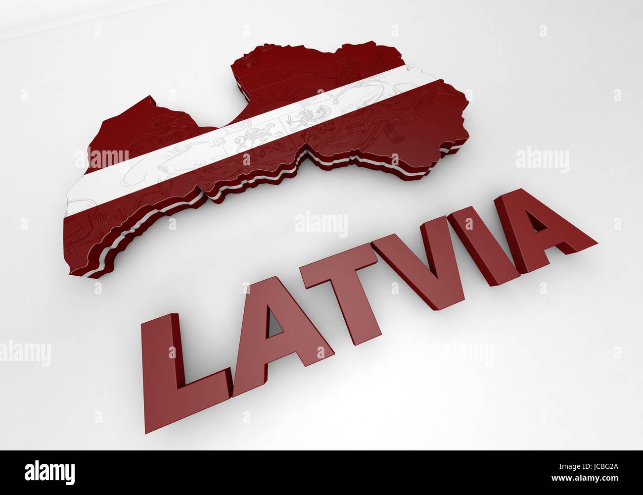 3D Illustration Carte de la Lettonie et Drapeau letton Photo Stock - Alamy