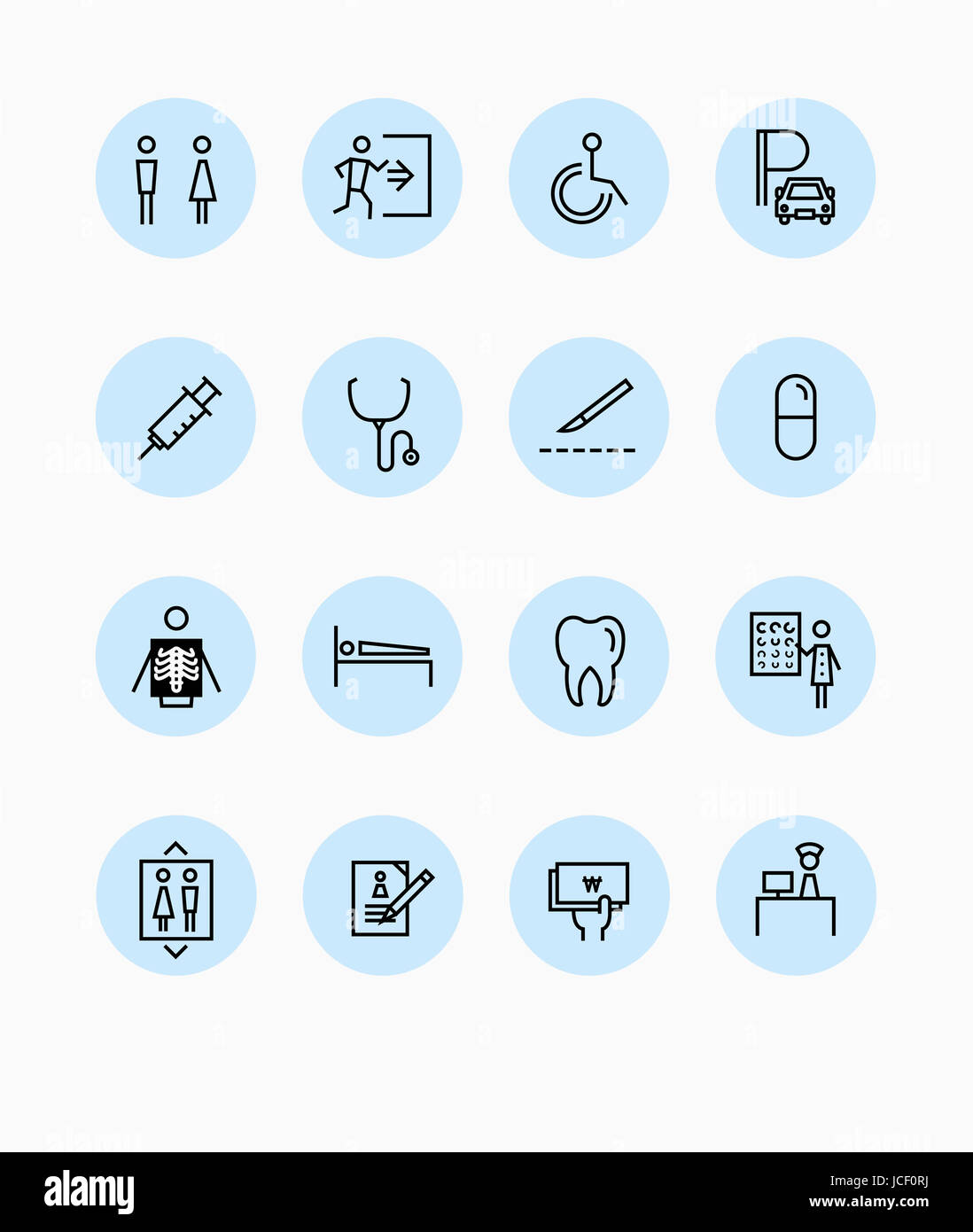 Ensemble d'icônes liées à l'hôpital de pictogrammes Photo Stock - Alamy