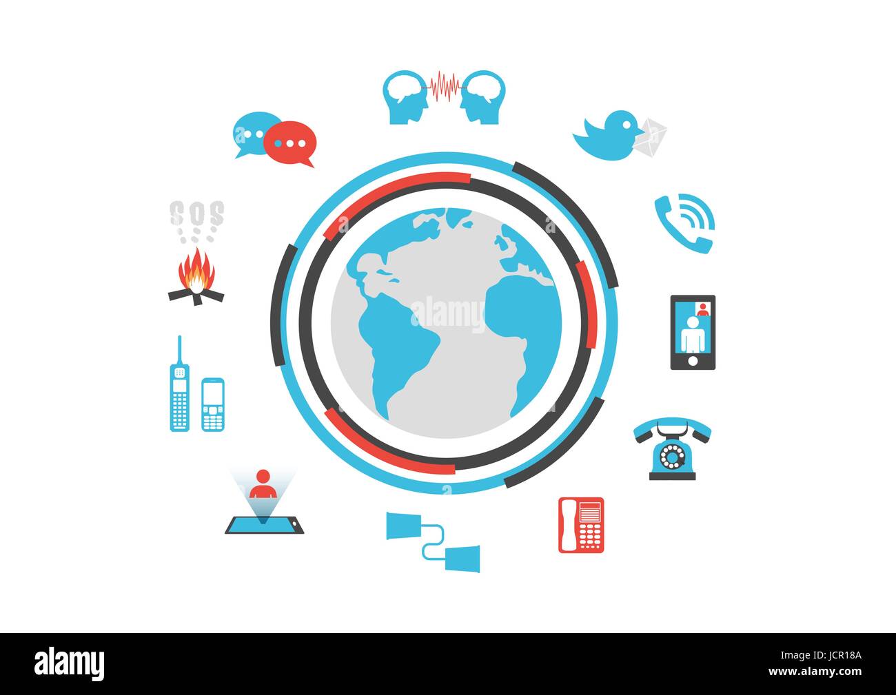 La technologie de communication, passé et futur, infographie, isolé sur ...