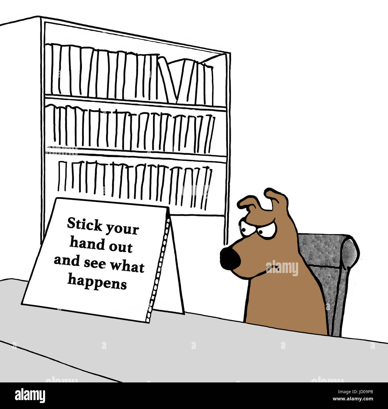 Cartoon illustration d'un chien avec un message ambigu Photo Stock - Alamy