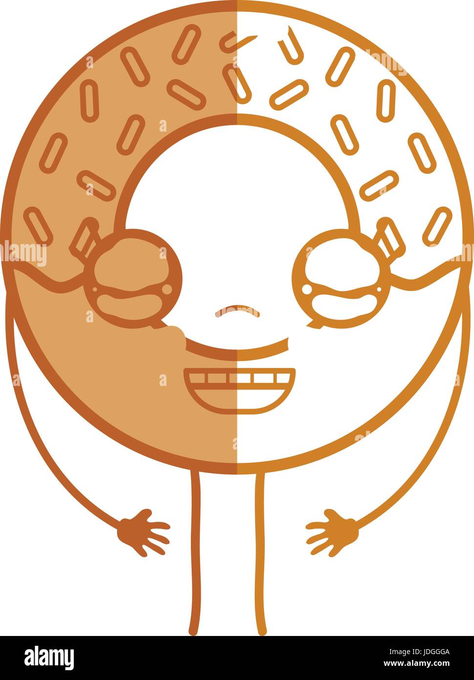 Silhouette kawaii cute heureux dessert beignet Image Vectorielle Stock ...