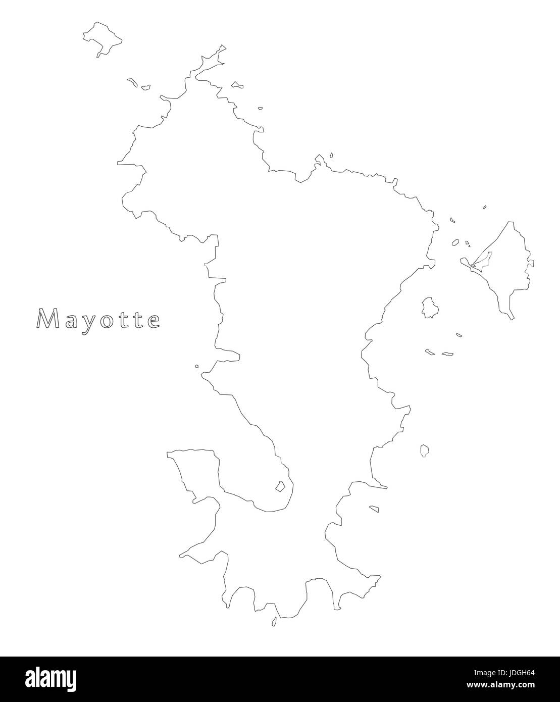 Mayotte carte silhouette contour noir avec illustration Image ...