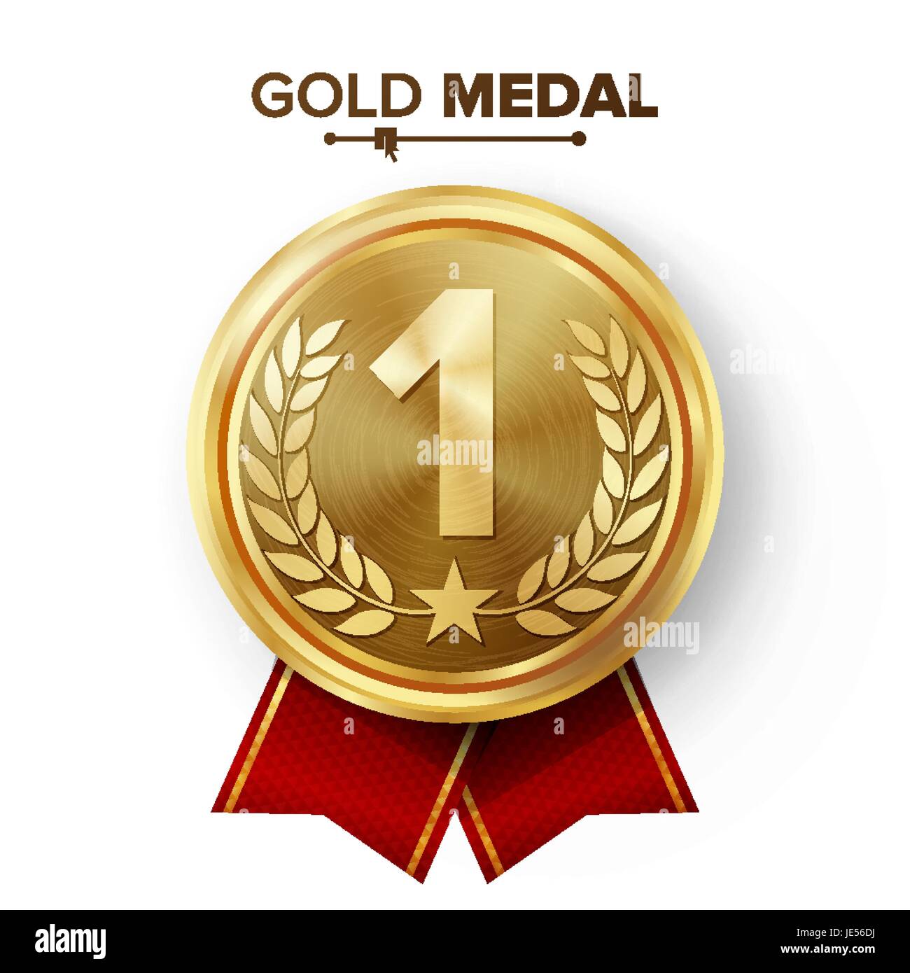 Médaille d'or 1ère place vecteur. Metal Badge réaliste avec la première réalisation du placement ...