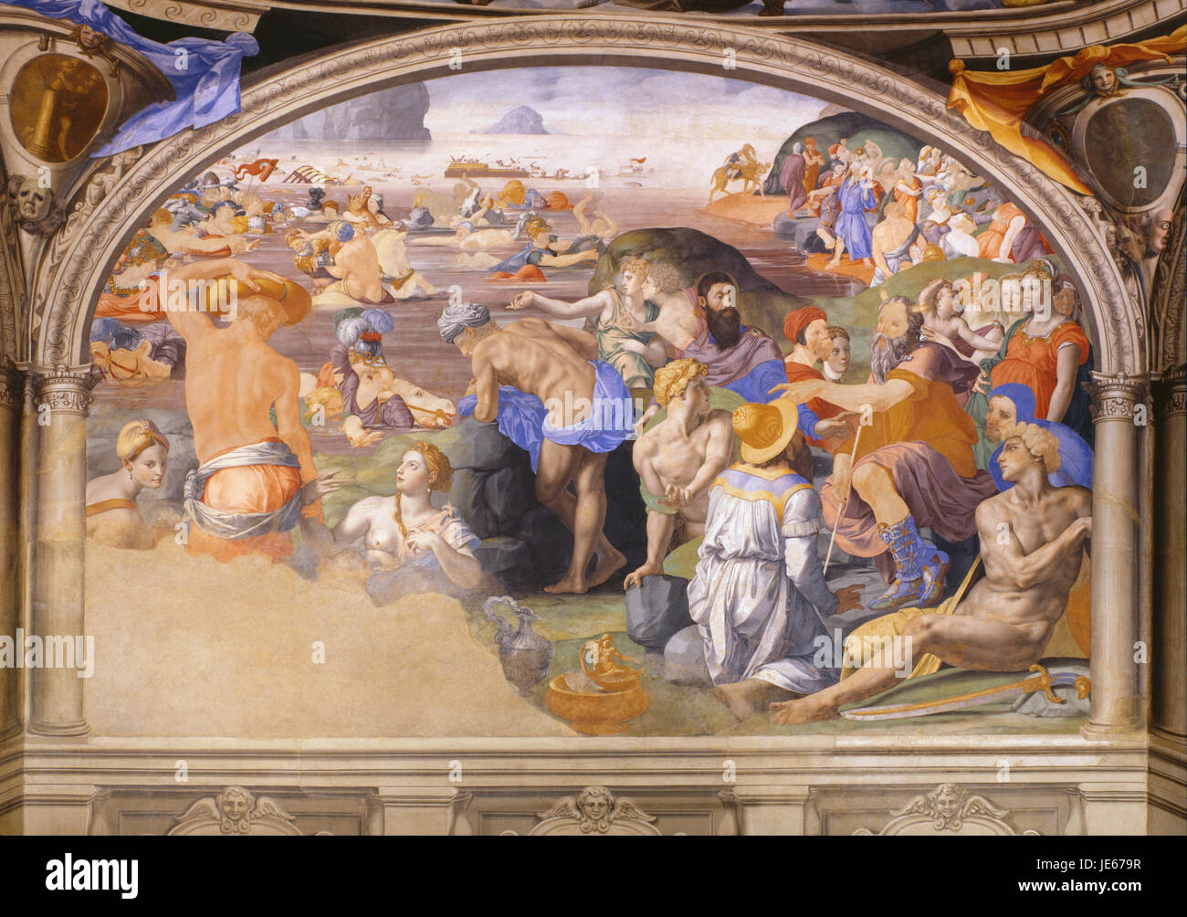 'La traversée de la mer Rouge' d'Agnolo Bronzino dépeint la scène ...