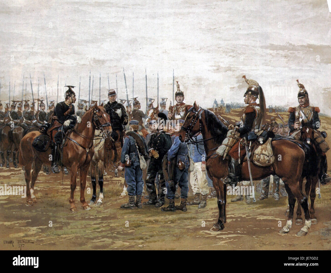 Detaille - Un officier de cavalerie français capturés garde soldats ...