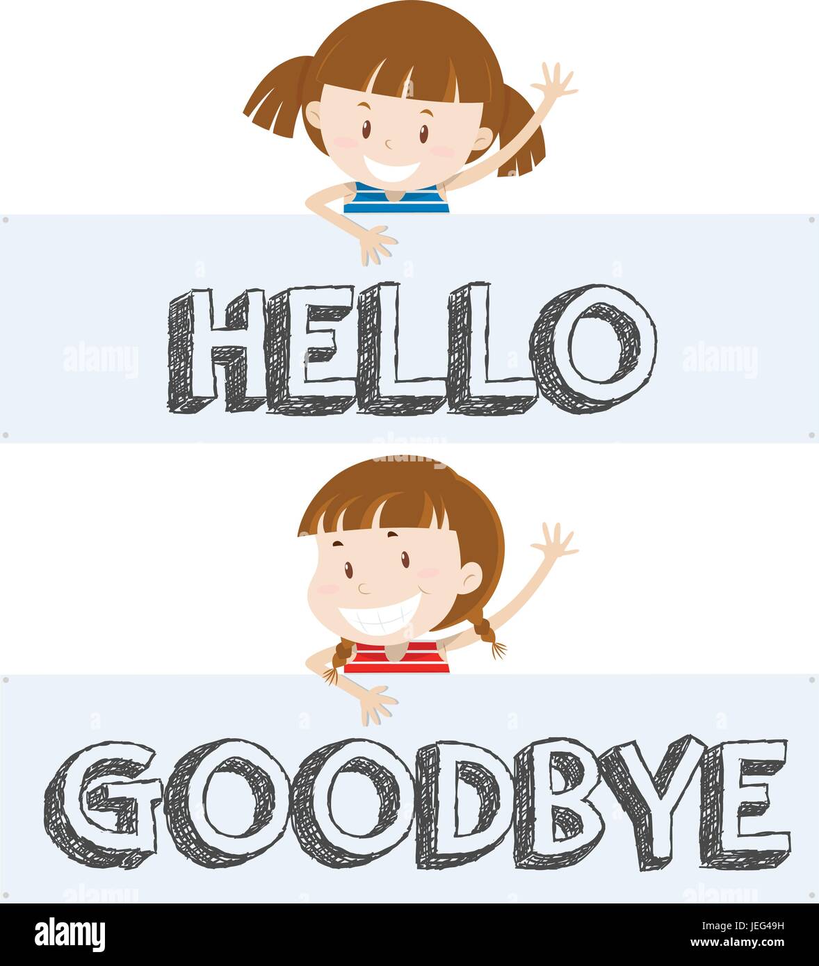 Pour dire bonjour et au revoir illustration Image Vectorielle Stock - Alamy