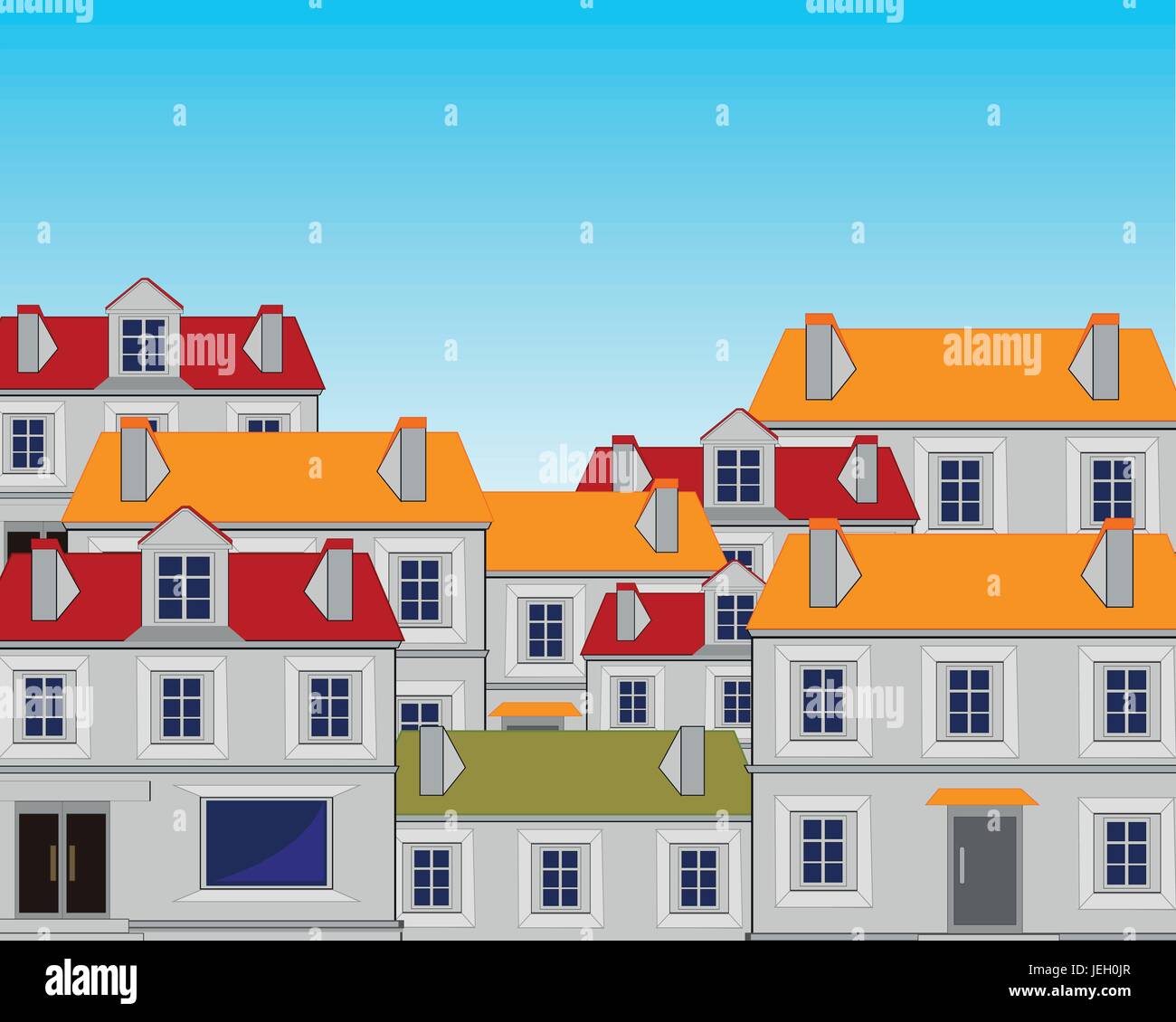 Paysage de toits Banque d'images vectorielles - Alamy