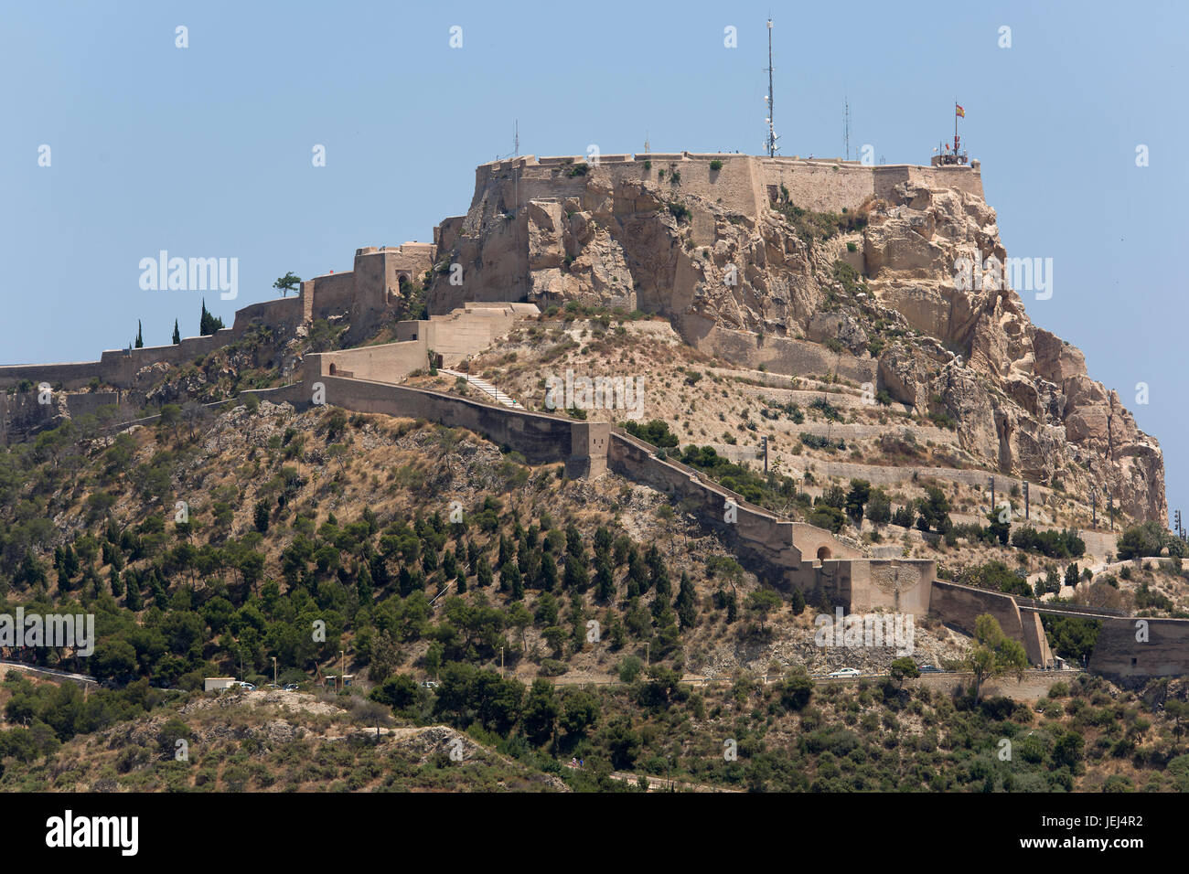 Château de Santa Barbara dans la ville d'Alicante, Espagne. Cliché pris ...