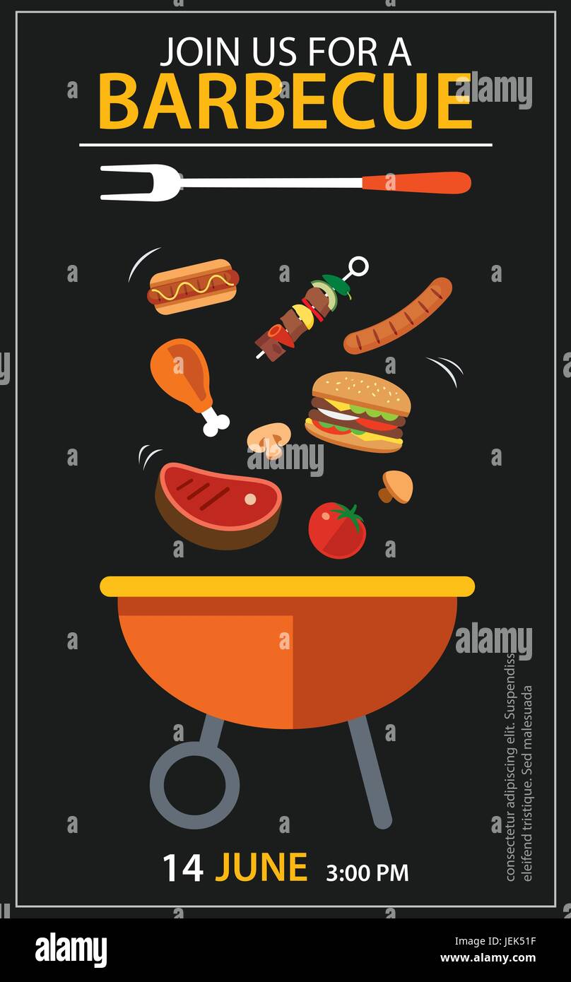 Vintage barbecue party invitation card Banque de photographies et d ...