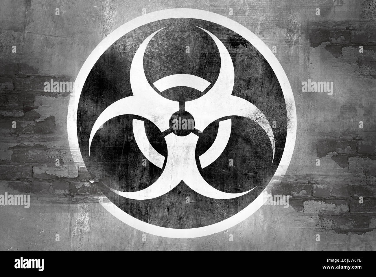 Symbole biohazard sur mur de béton Photo Stock - Alamy