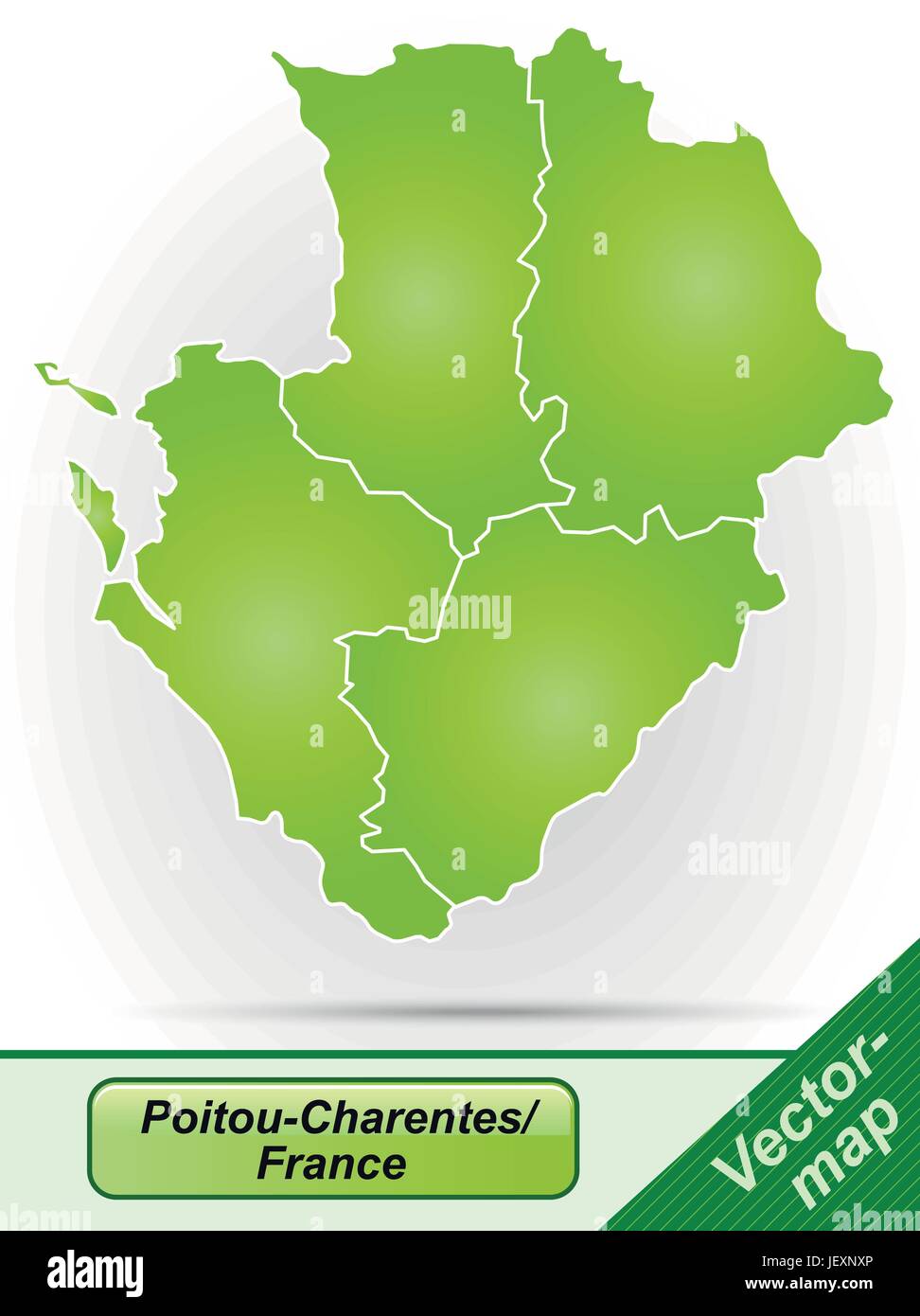 Carte des frontières de Poitou-charentes avec bordures en vert Image ...