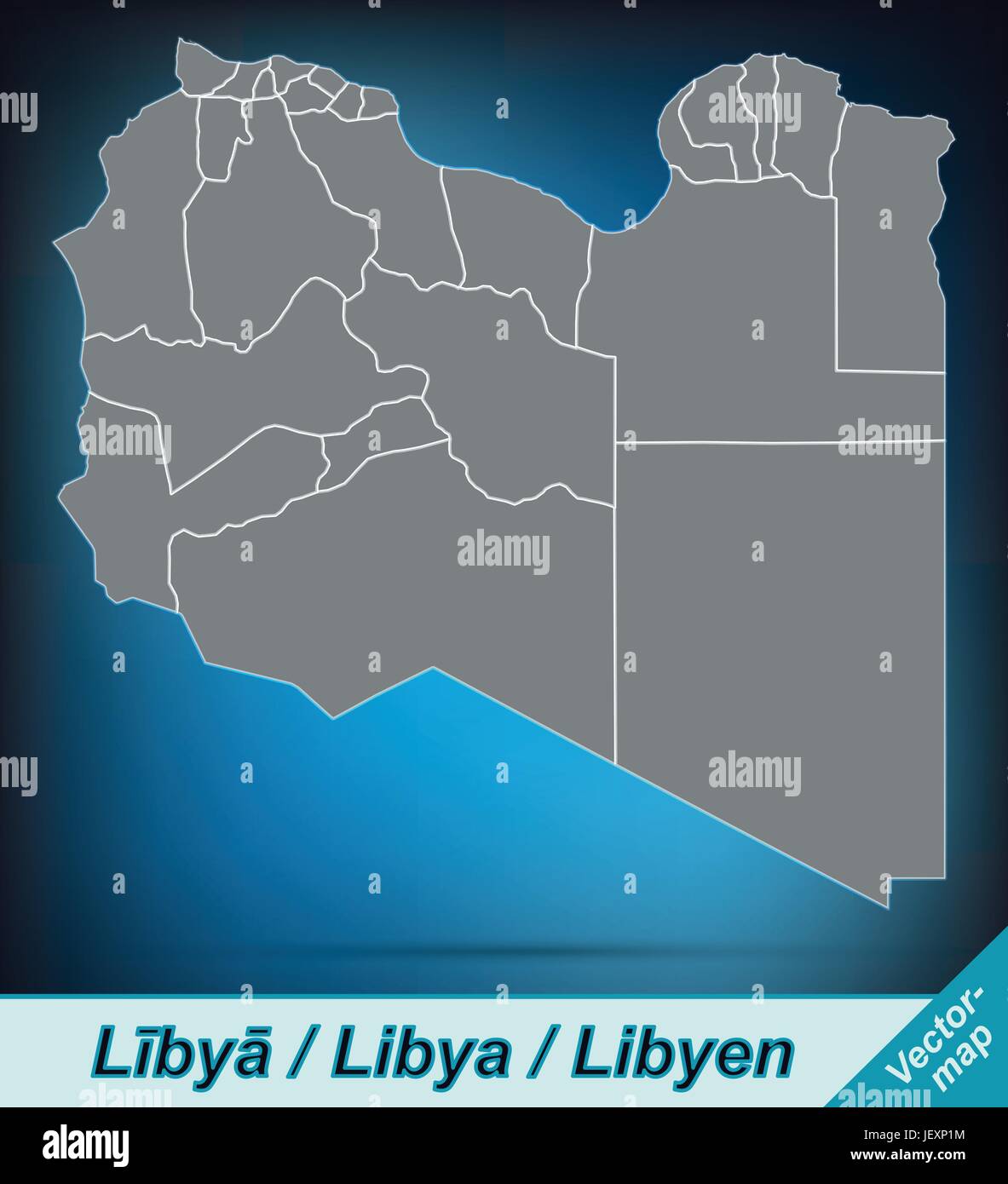 Carte des frontières de la libye avec des bordures en gris clair Image ...