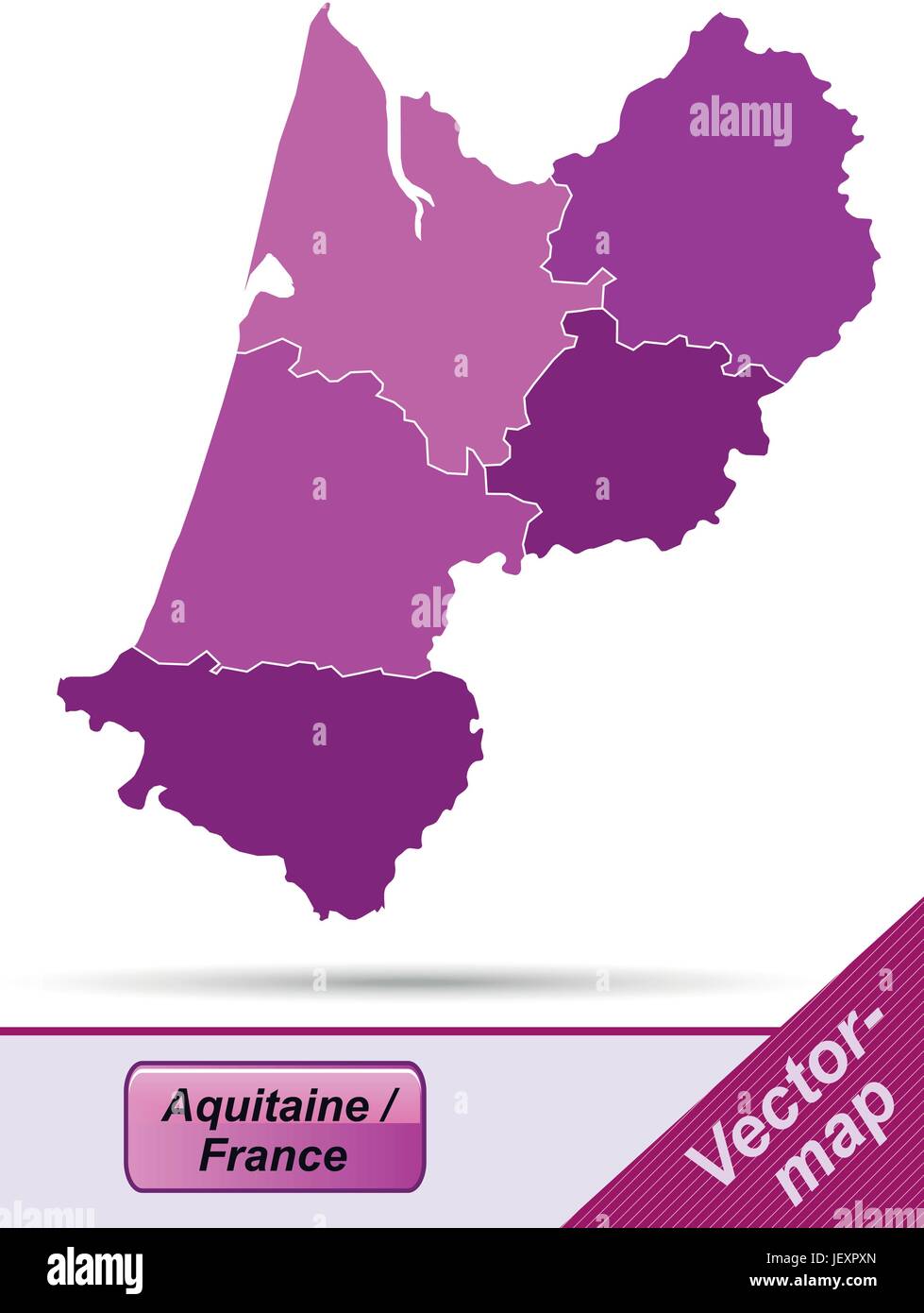 Aquitaine region map Banque d'images vectorielles - Alamy
