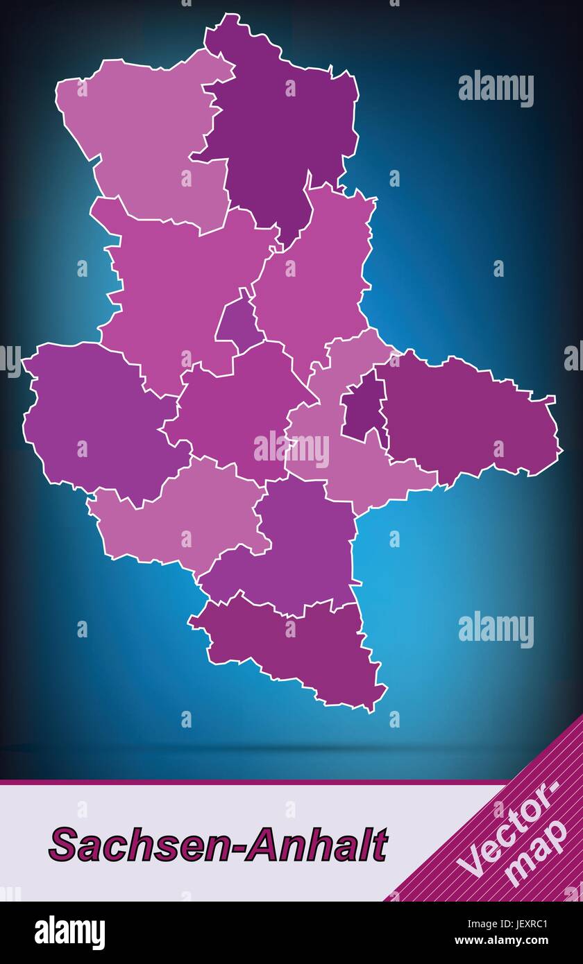 Carte des frontières de SAXE-ANHALT avec bordures en violet Image ...