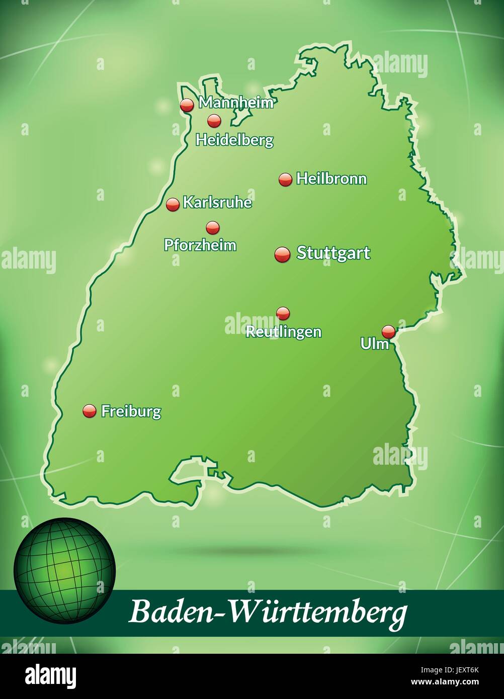 Carte de l'ile de Bade-Wurtemberg résumé fond en vert Image Vectorielle ...